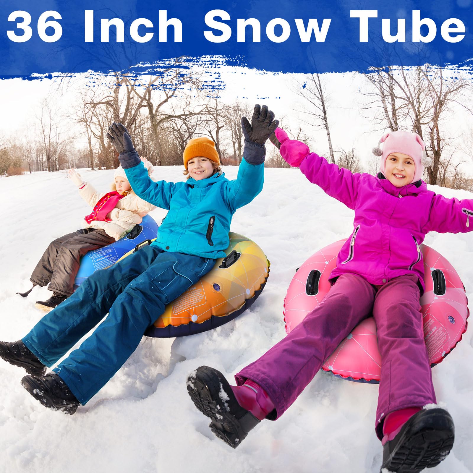Snapklik.com : Poen 4 Pack Inflatable Snow Sled Tube 36 Inch Heavy Duty ...