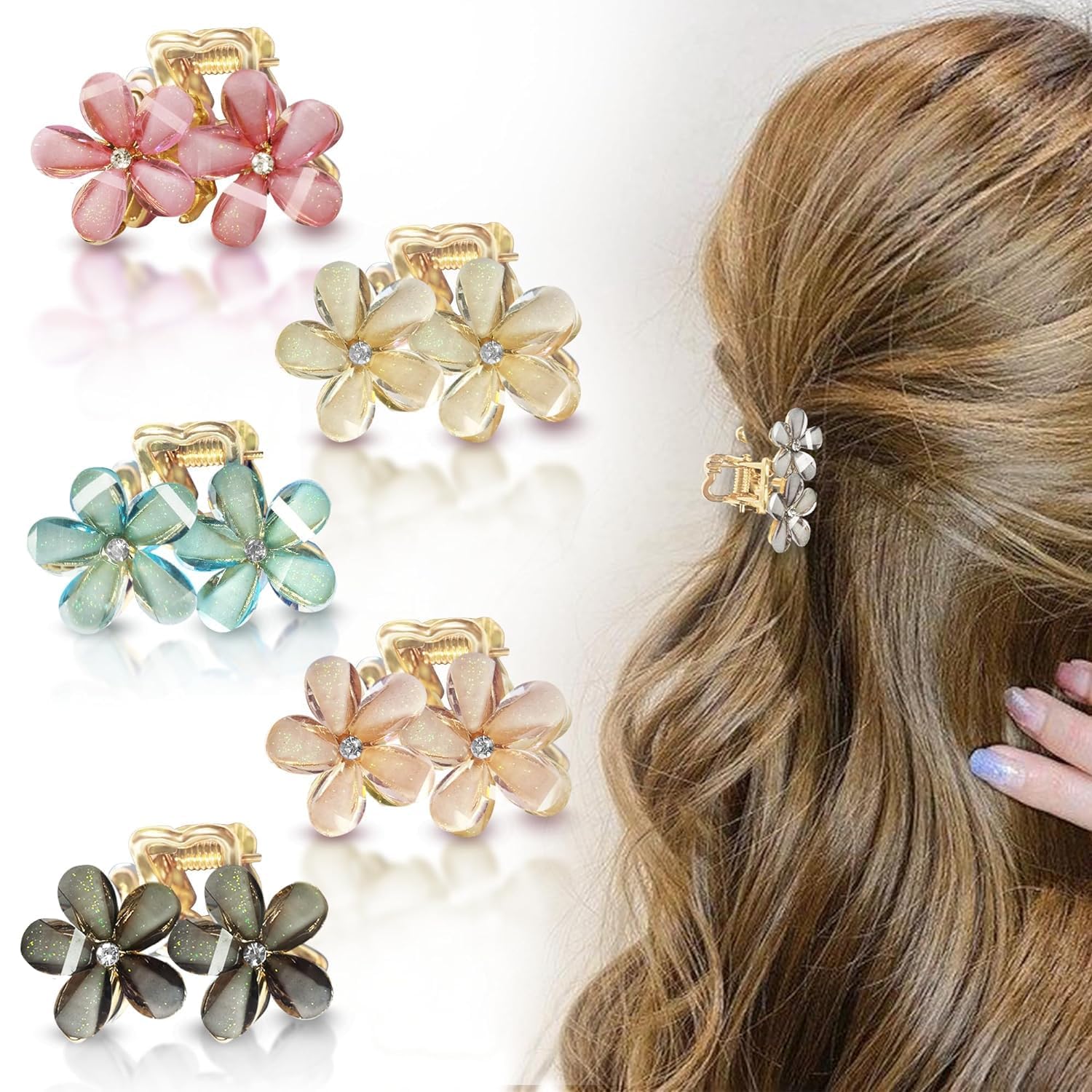 KARDIFF Flower clips for women- flower clutcher for women hair- floral ...