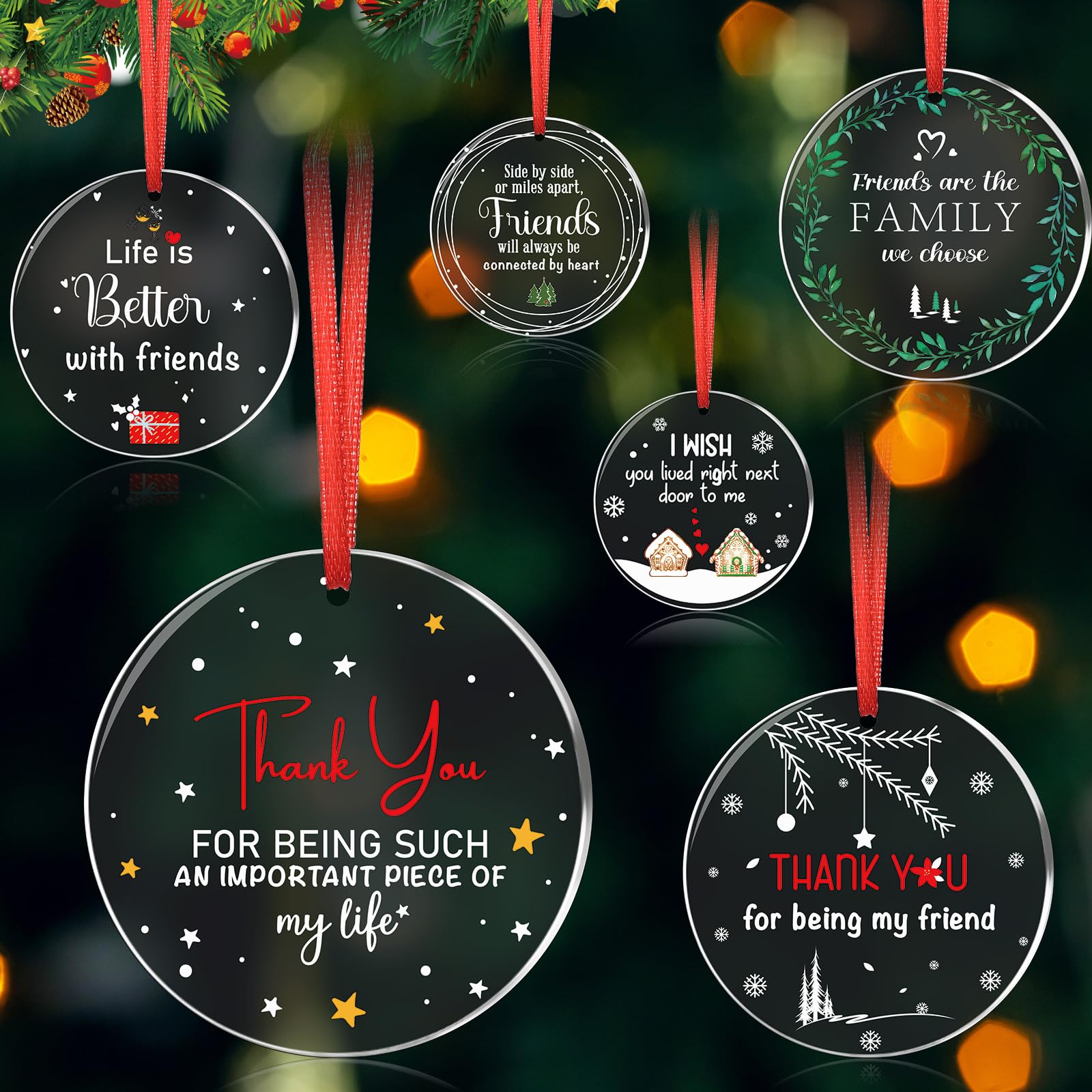 Amazon.com: Cinnvoice 6 Pcs Christmas Friendship Ornaments Best Friend ...