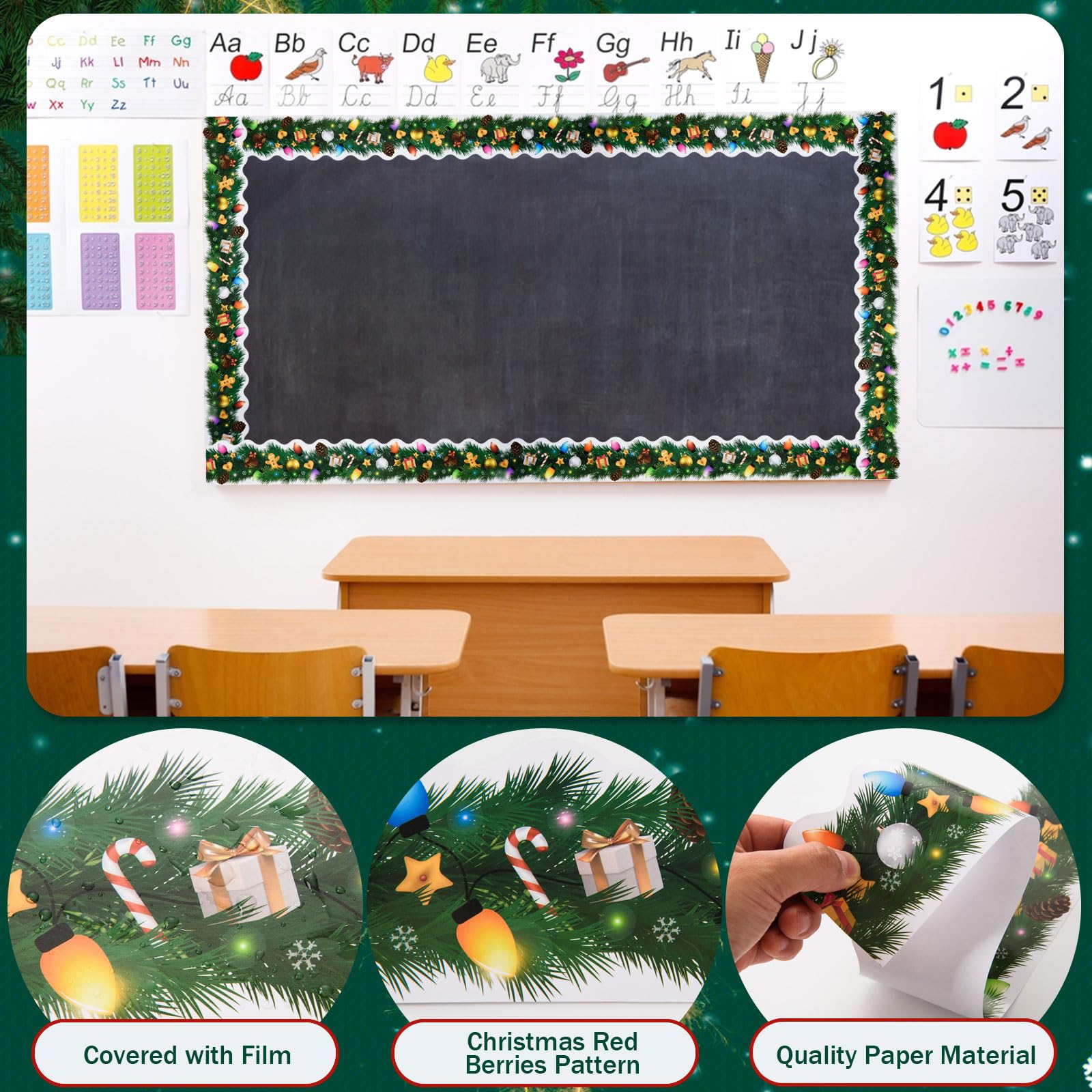 Snapklik.com : 99 Feet Christmas Bulletin Board Borders Lights Bulb ...