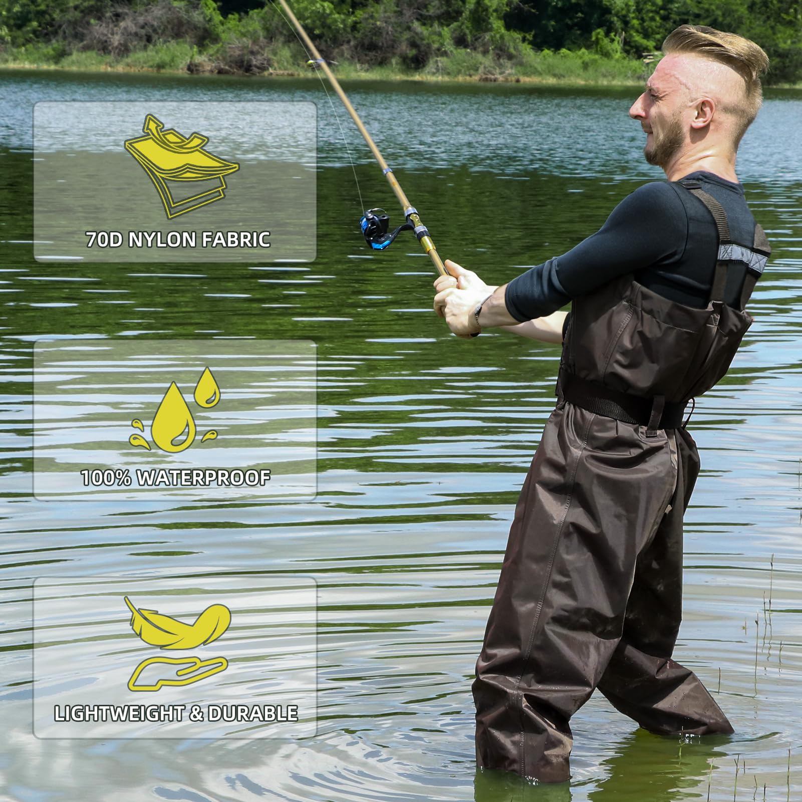 DRYCODE Chest Waders for Men, Fishing Waders for Men & Women, 2-ply Nylon/PVC Waterproof ...