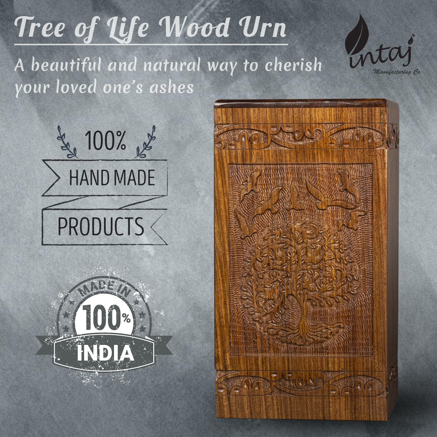 INTAJ Cremation Urn for Ashes Adult Male Female Tree of Life Urns Box ...