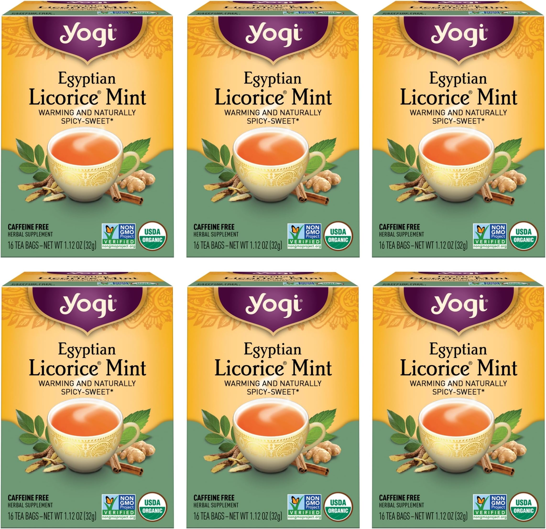 Amazon.com : Yogi Tea, Egyptian Licorice Mint, 16 Count (Pack of 2 ...