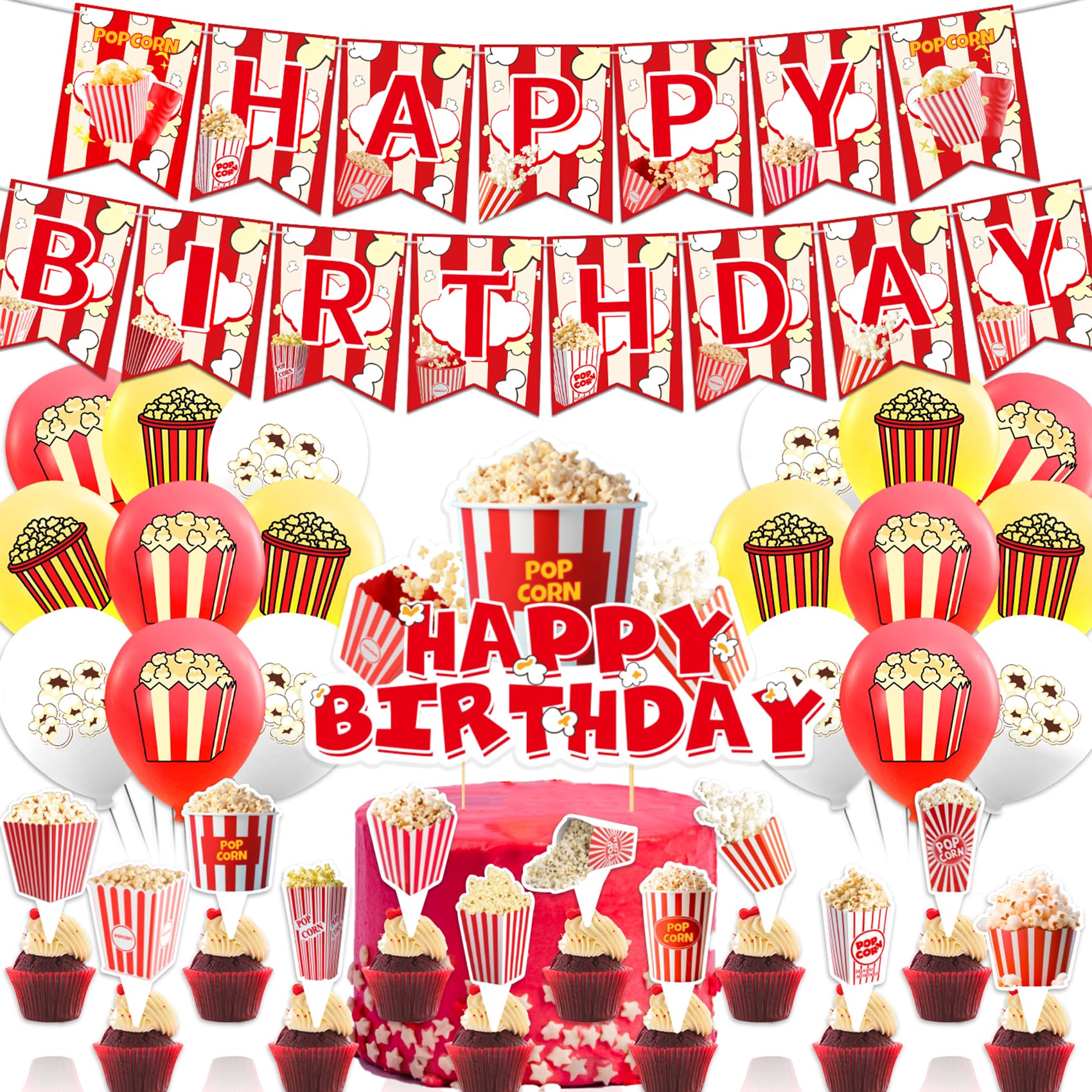 Amazon.com: Popcorn Party Decorations Popcorn Birthday Party Supplies ...