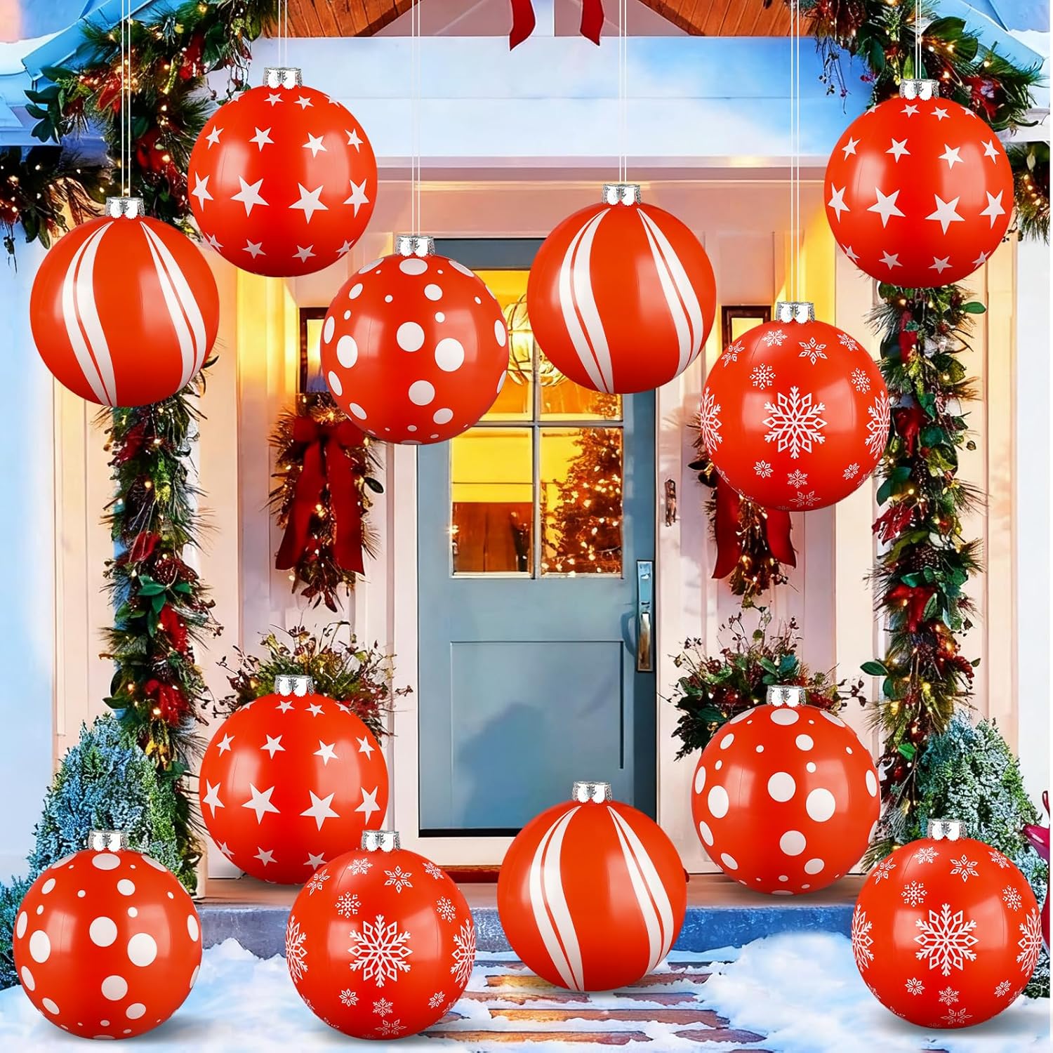 Amazon.com: 12PCS Inflatable Christmas Balls 12inch Large Outdoor ...