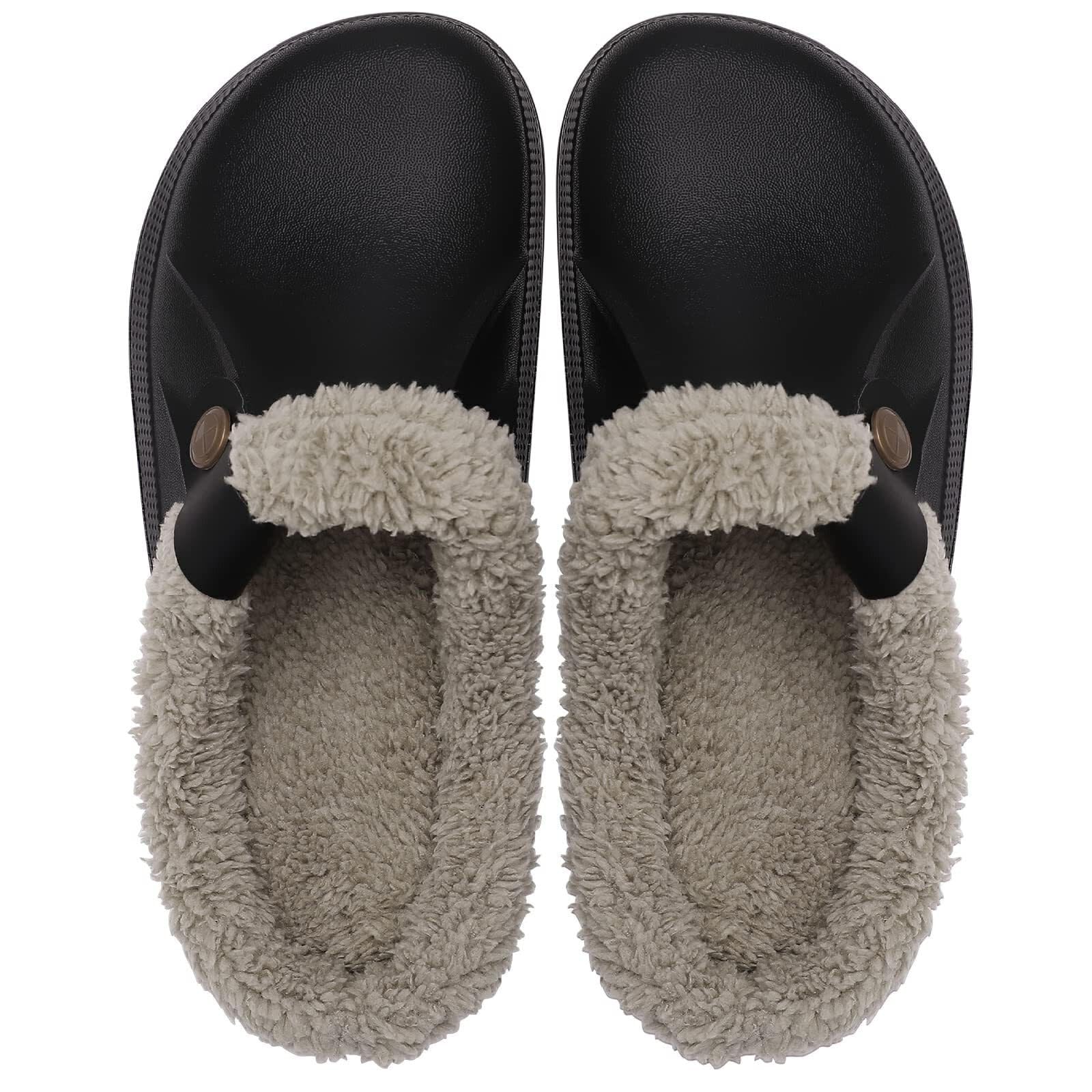 Amazon.com | JTQHB Fleece Lined Clogs Fur Fuzzy Fluffy Waterproof ...