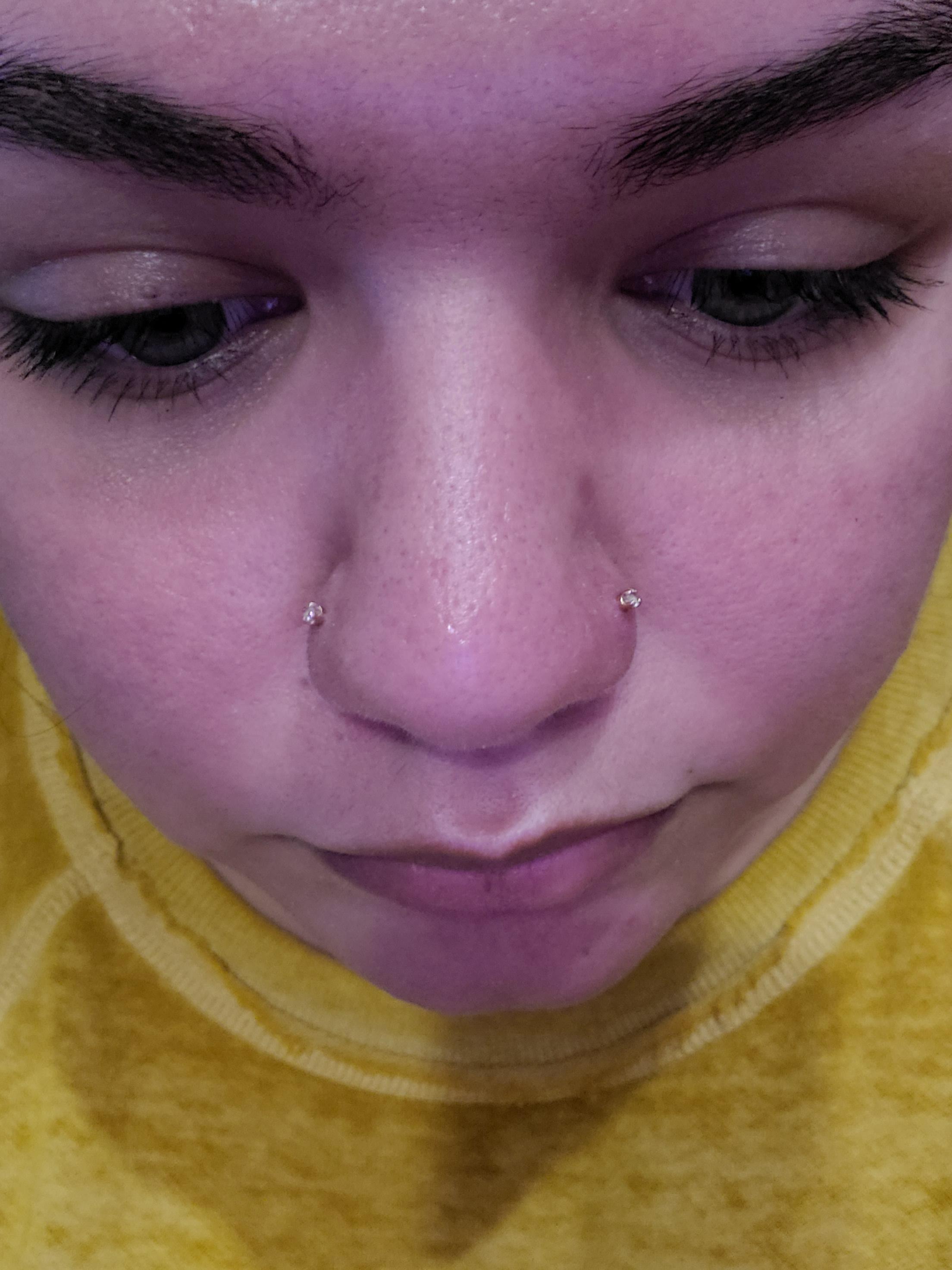 Amazon.com: Body Candy Solid 14k Rose Gold 2mm Cubic Zirconia L Shaped ...