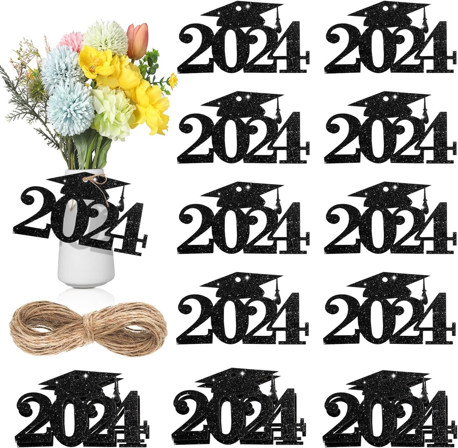 Amazon.com: Nenluny 30pcs 2024 Cutouts Tags Graduation Cap Decorations ...