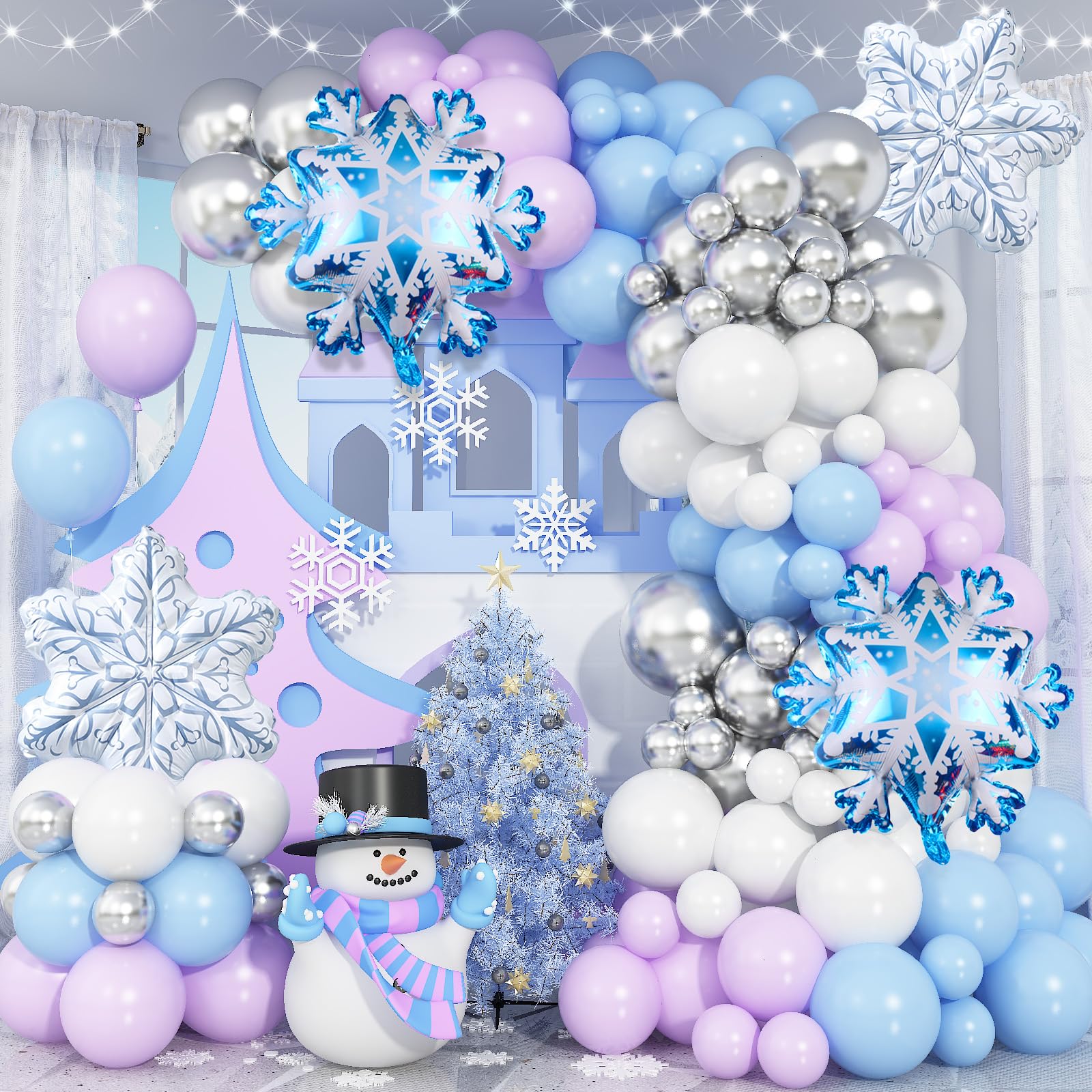 Amazon.com: Frozen Balloon Arch Garland Kit, 141Pcs Pastel Purple Blue ...