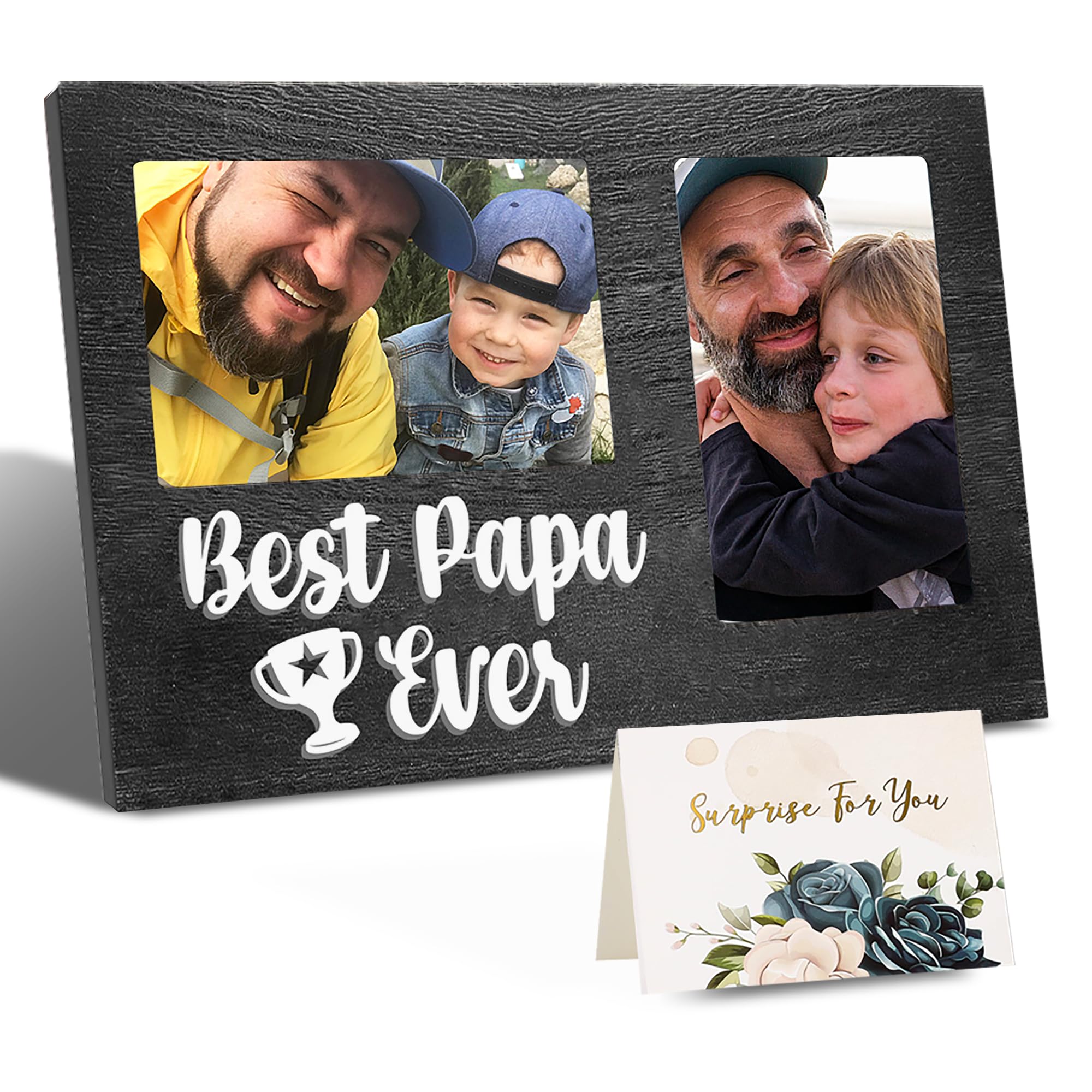 Amazon.com - SARLUNA Best Papa Ever 3D Wooden Picture Frame - 4x6 Inch ...