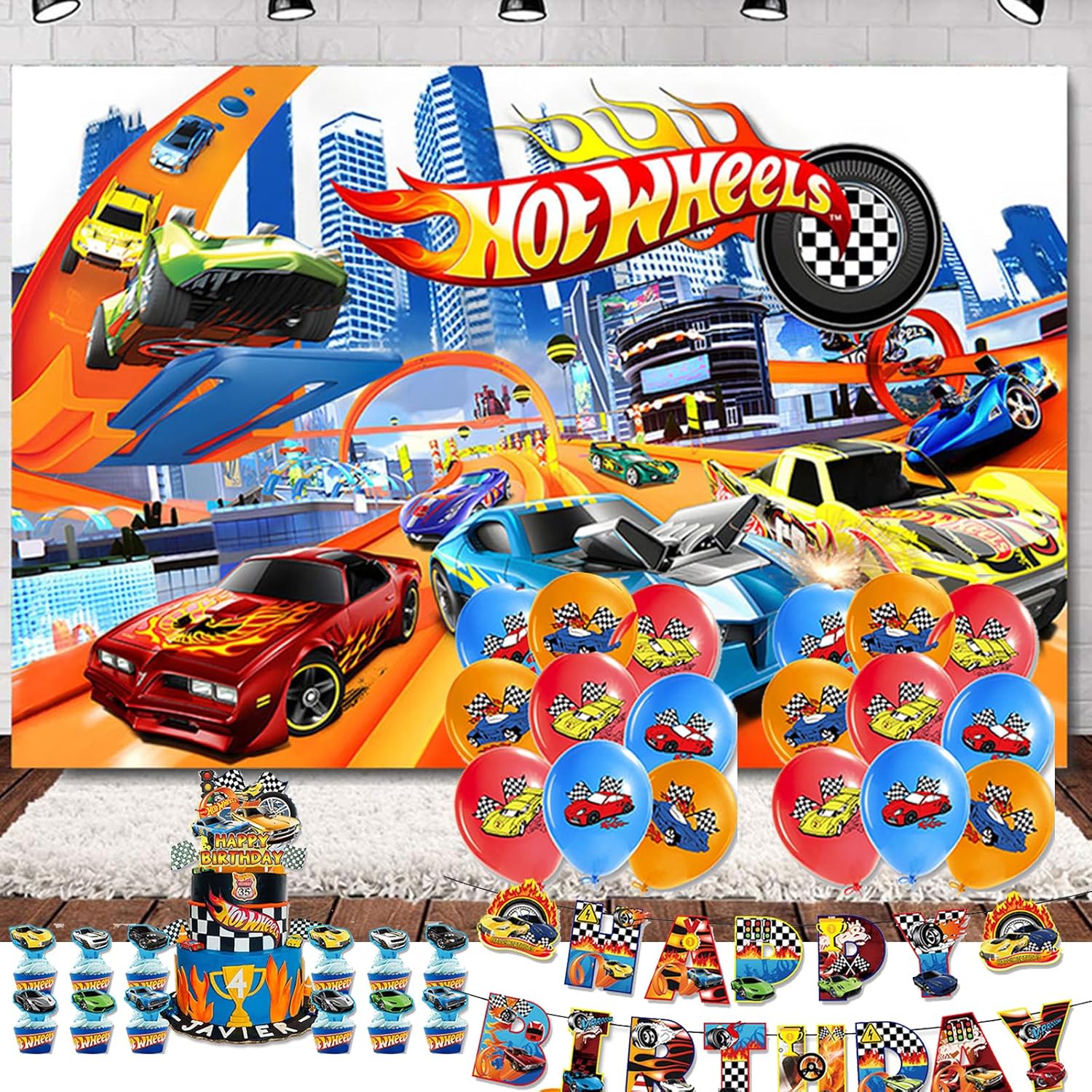 ETHORY 34 Pieces Race Car Birthday Decorations, Car Birthday Decorations, Boys Birthday ...