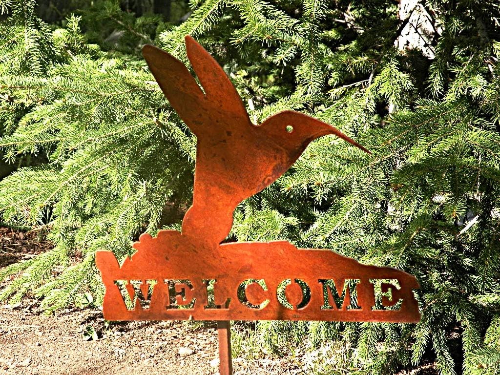Amazon.com: Humming Bird Welcome Yard Art 24" Stake Aprox 11.75" h X 12 ...