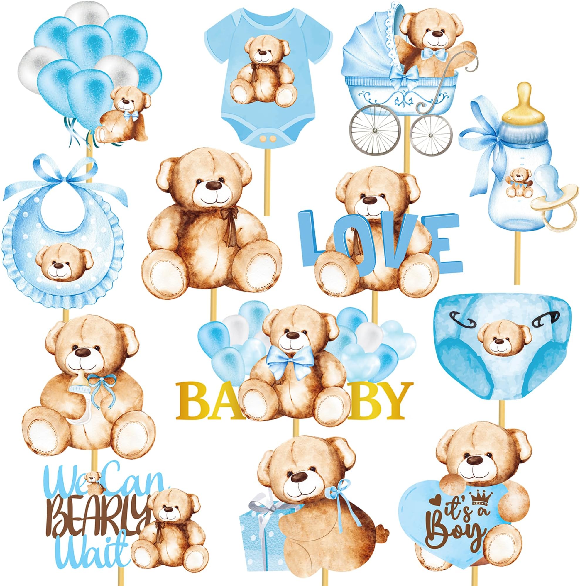 Amazon.com: 26pcs Teddy Bear Baby Shower Centerpiece Sticks We Can ...