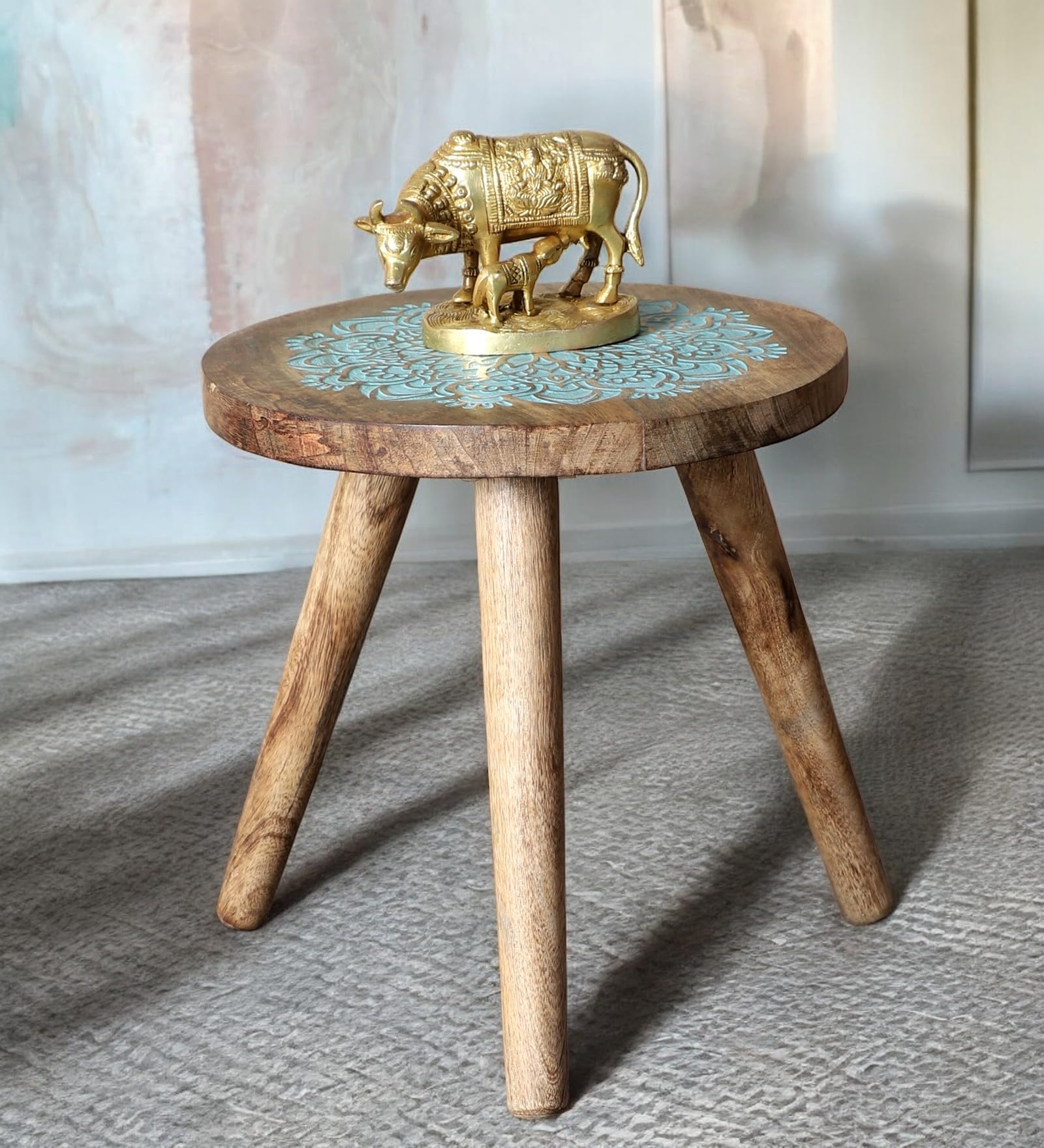 Ingrain Designs Desktop Round Side End Table, Indoor Outdoor Wooden ...