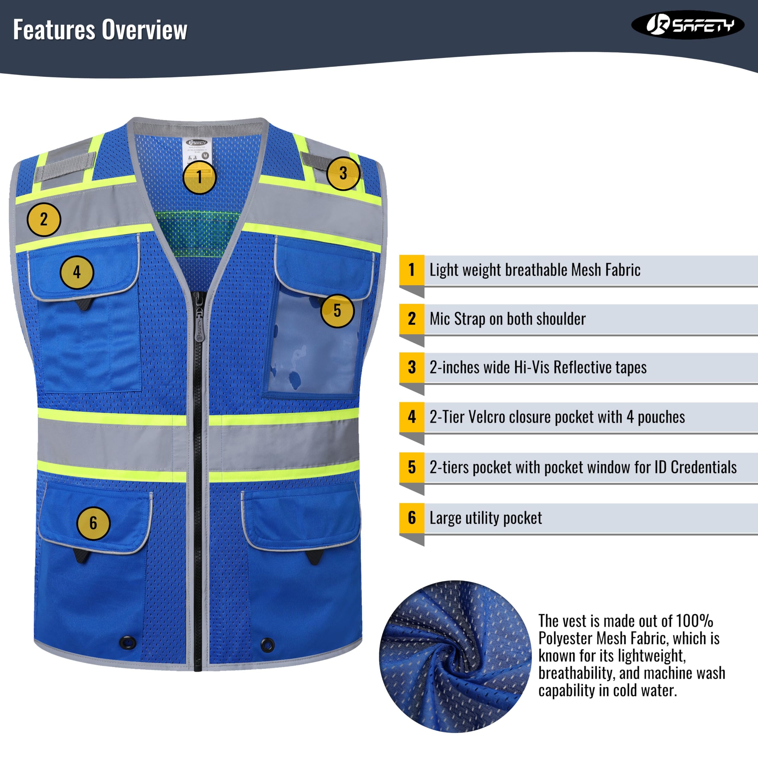 Snapklik.com : JKSafety Hi-Vis Safety Vest For Men&Women High ...