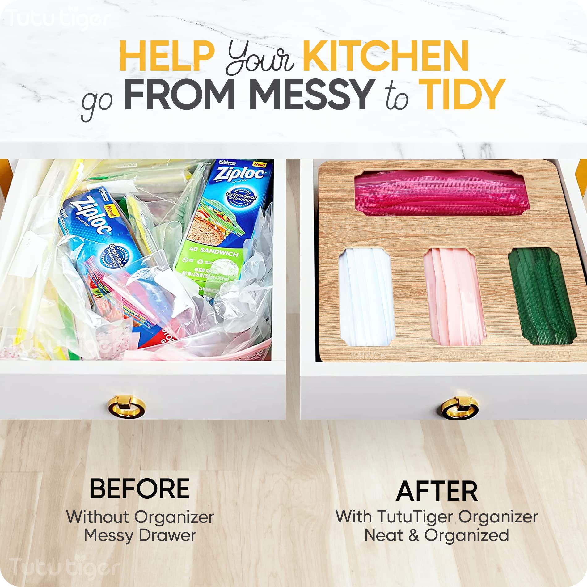 Ziplock Bag Storage Organizer and New plastic Dispenser Food Storage ...