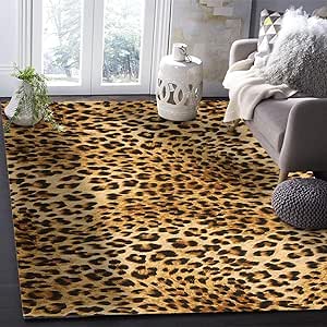 Leopard Prints Spotted Area Rug, Brown Animal Easy Clean Rug, Outdoor ...