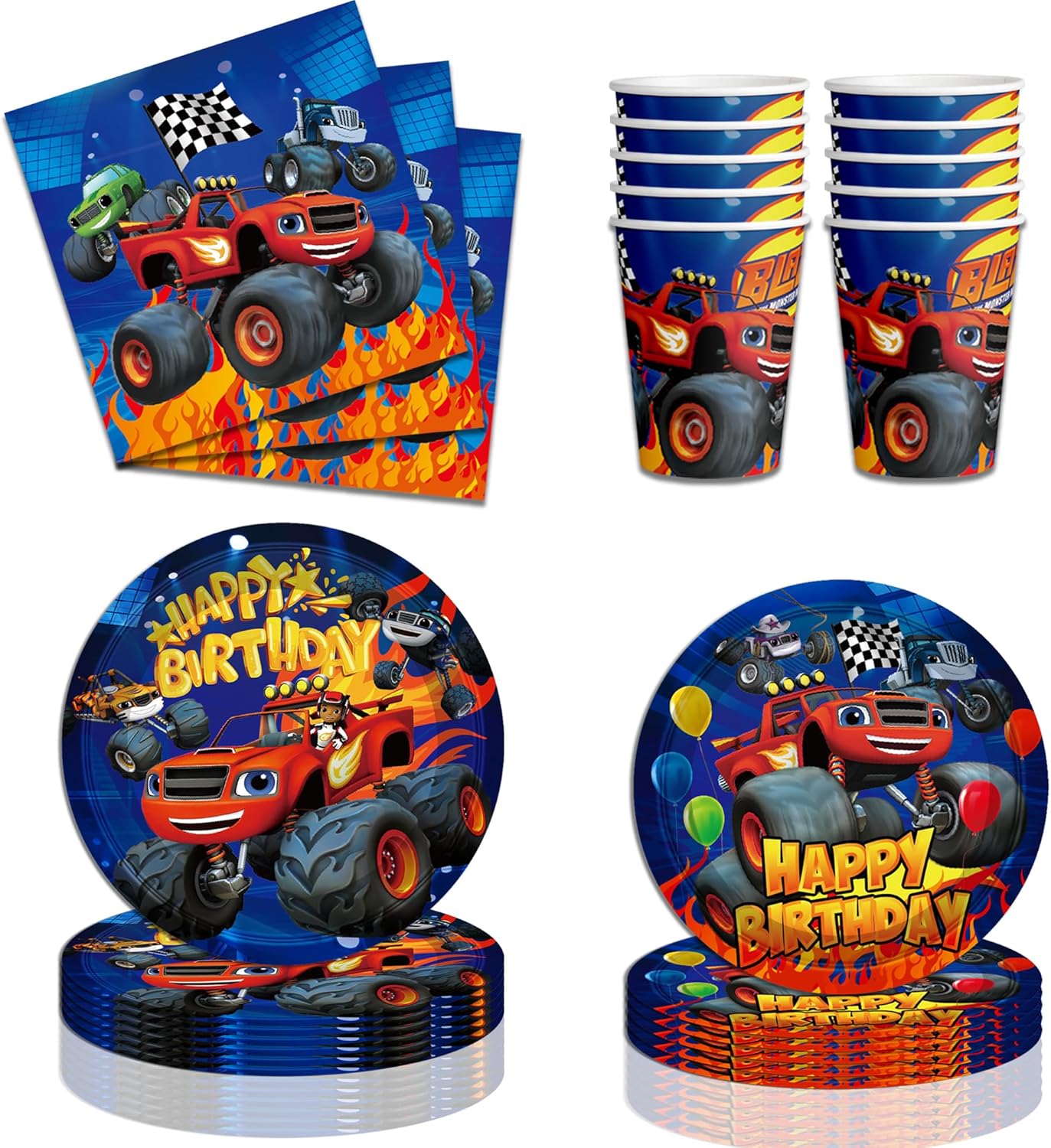 Amazon.com: Blaze & The Monster Birthday Party Supplies Serves 24 Blaze ...