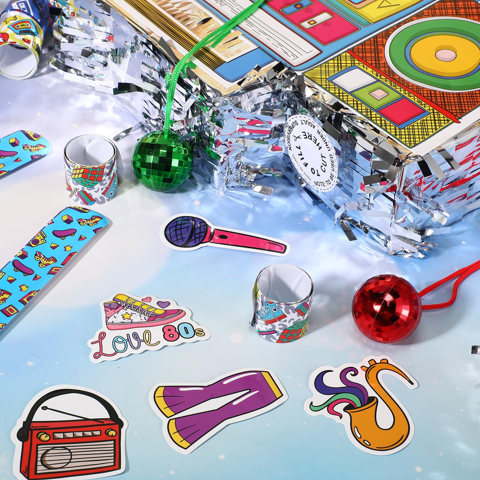 Snapklik.com : 110 Pcs 80s 90s Party Favors 1 Boombox Piñata 1 Piñata ...