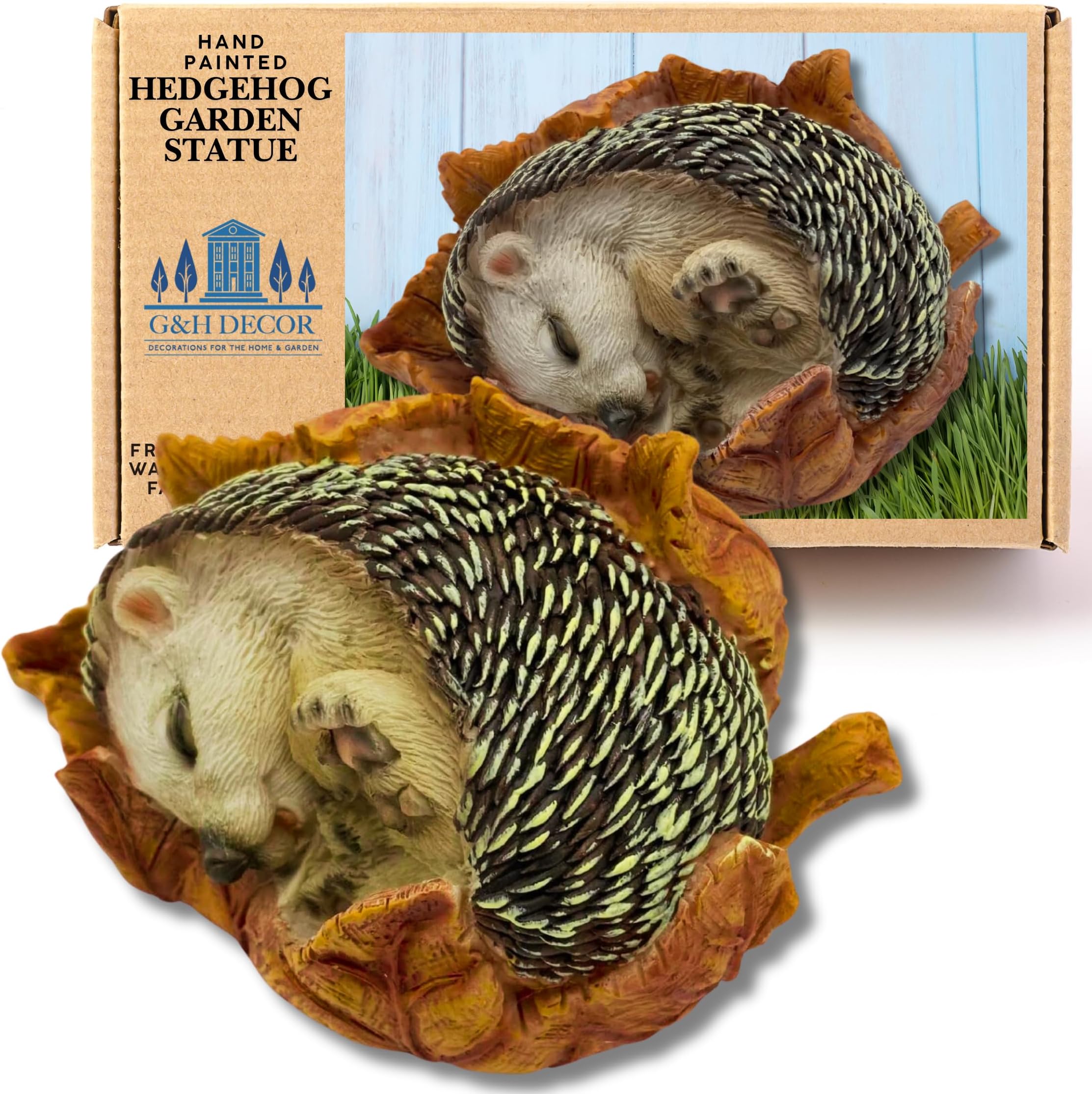 G&H Decor Animal Garden Ornaments - Realistic Cute 14cm Hedgehog ...