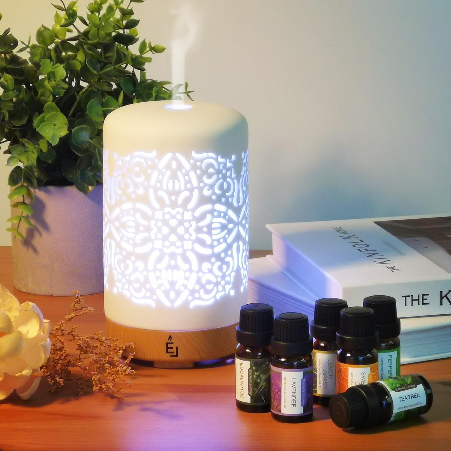 Amazon.com: Earnest Living Essential Oil Diffuser Bundle Set White ...