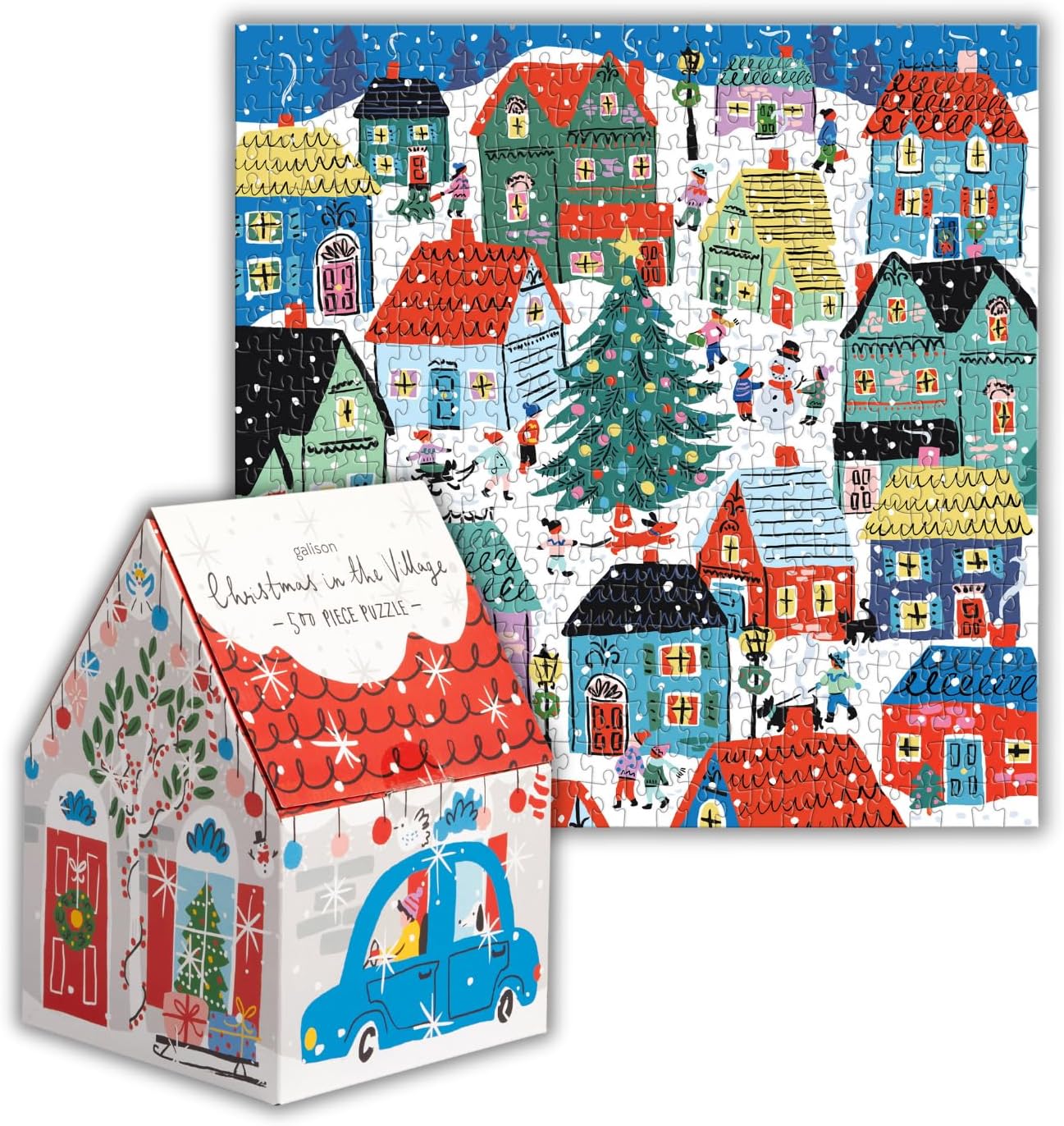 Amazon.com: Galison Christmas in The Village – 500 Piece Unique House ...