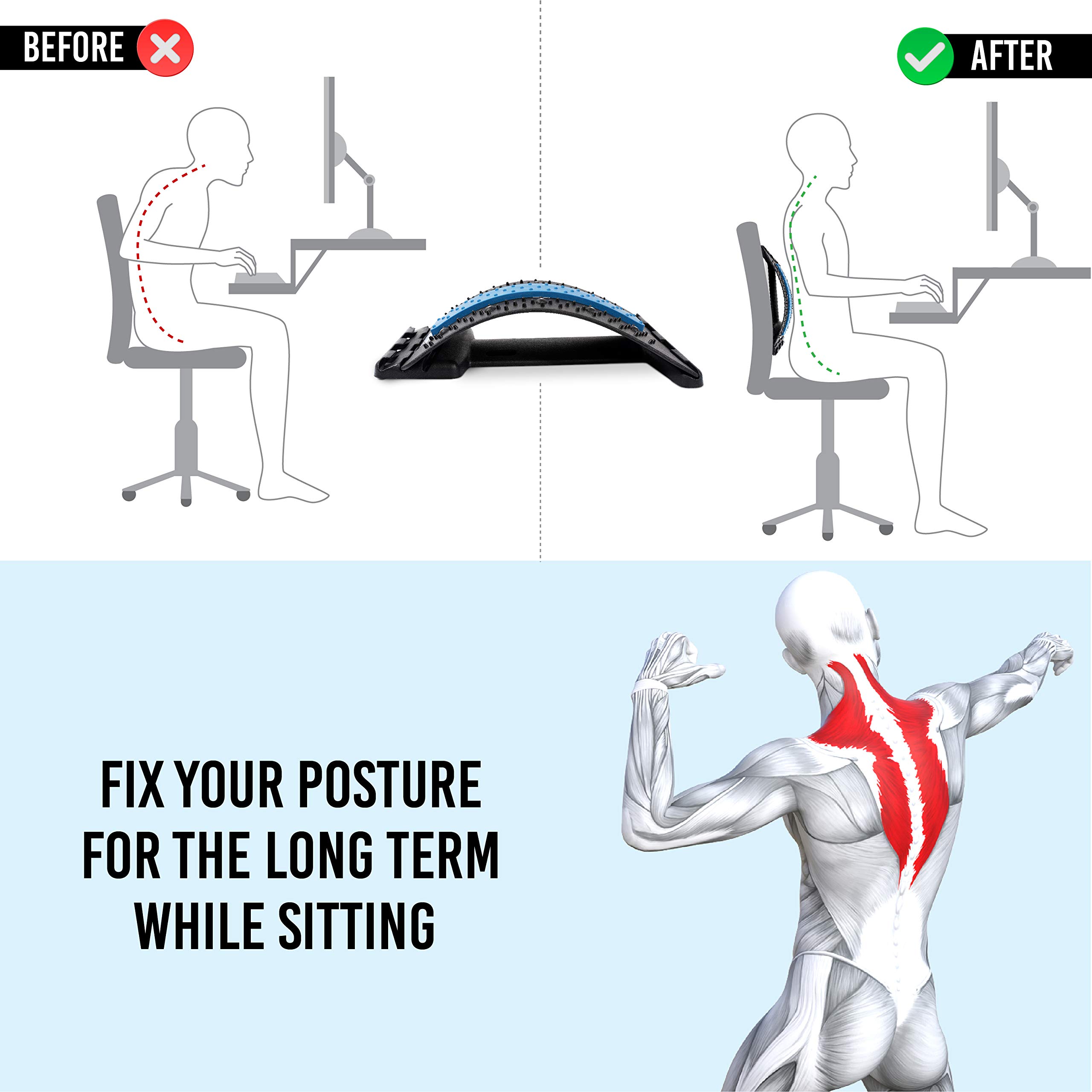 Lumbar Back Stretcher, Magnetic Acupressure Points Back Pain Relief ...