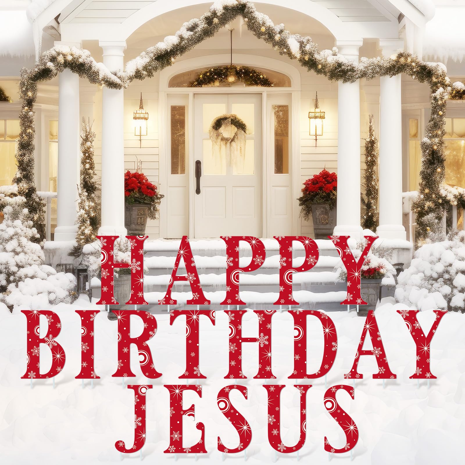 Amazon.com : DoubleFill 18 Pcs Happy Birthday Jesus Yard Sign Letters ...