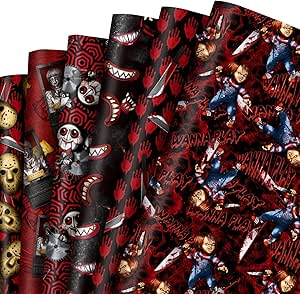 Amazon.com: Whaline 12 Sheet Halloween Wrapping Paper Horror Characters ...