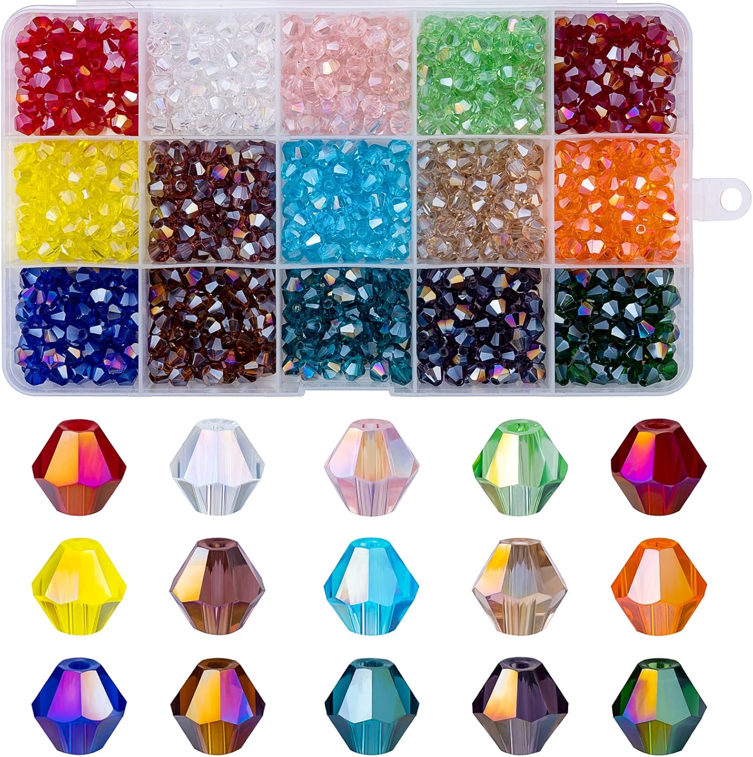 Amazon.com: MissAudrey 900pcs Bicone Glass Beads 6mm AB Bicone Crystal ...