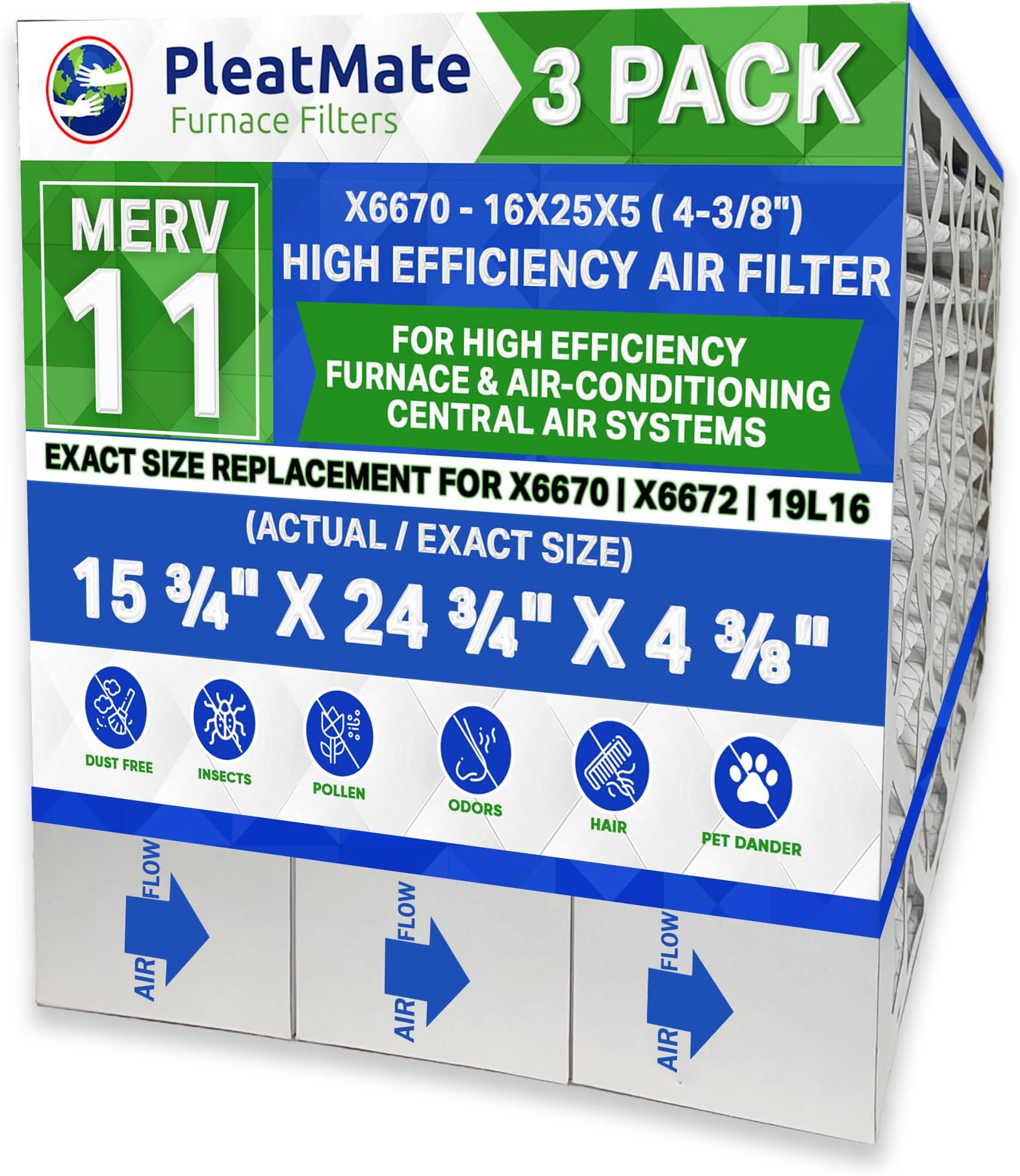 Lennox X6670 HCF 16-11 - MERV 11 16x25x5 Exact SIze Aftermarket/Generic ...