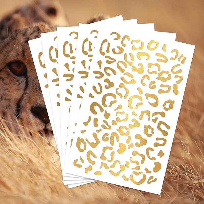 Amazon.com : FashionTats Gold Cheetah Print Temporary Tattoo | 5 Pack ...