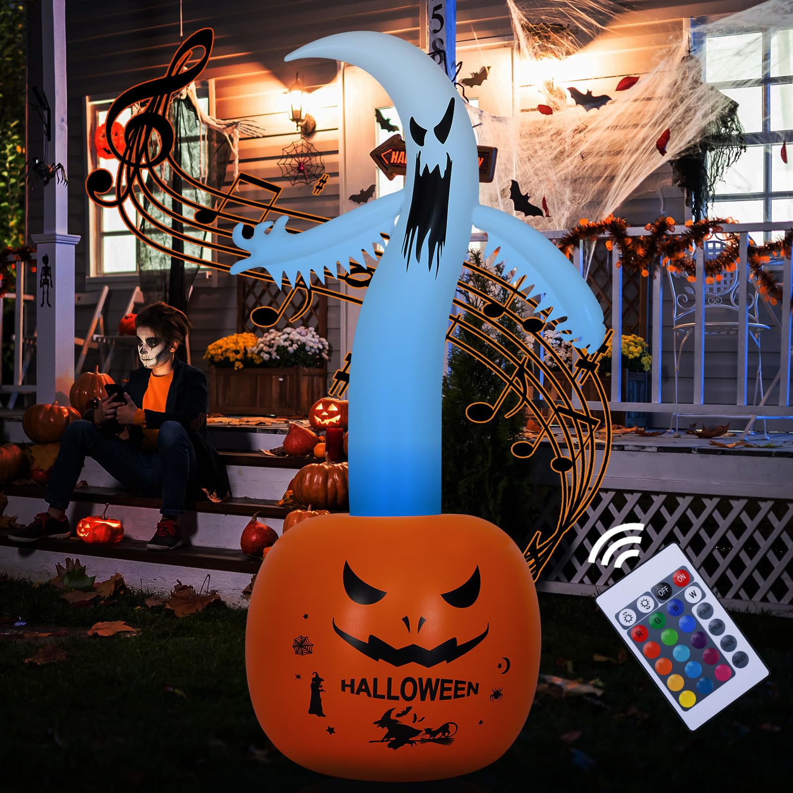 Amazon.com: 2024 New 6.3Ft Halloween Inflatable Pumpkin Ghost ...