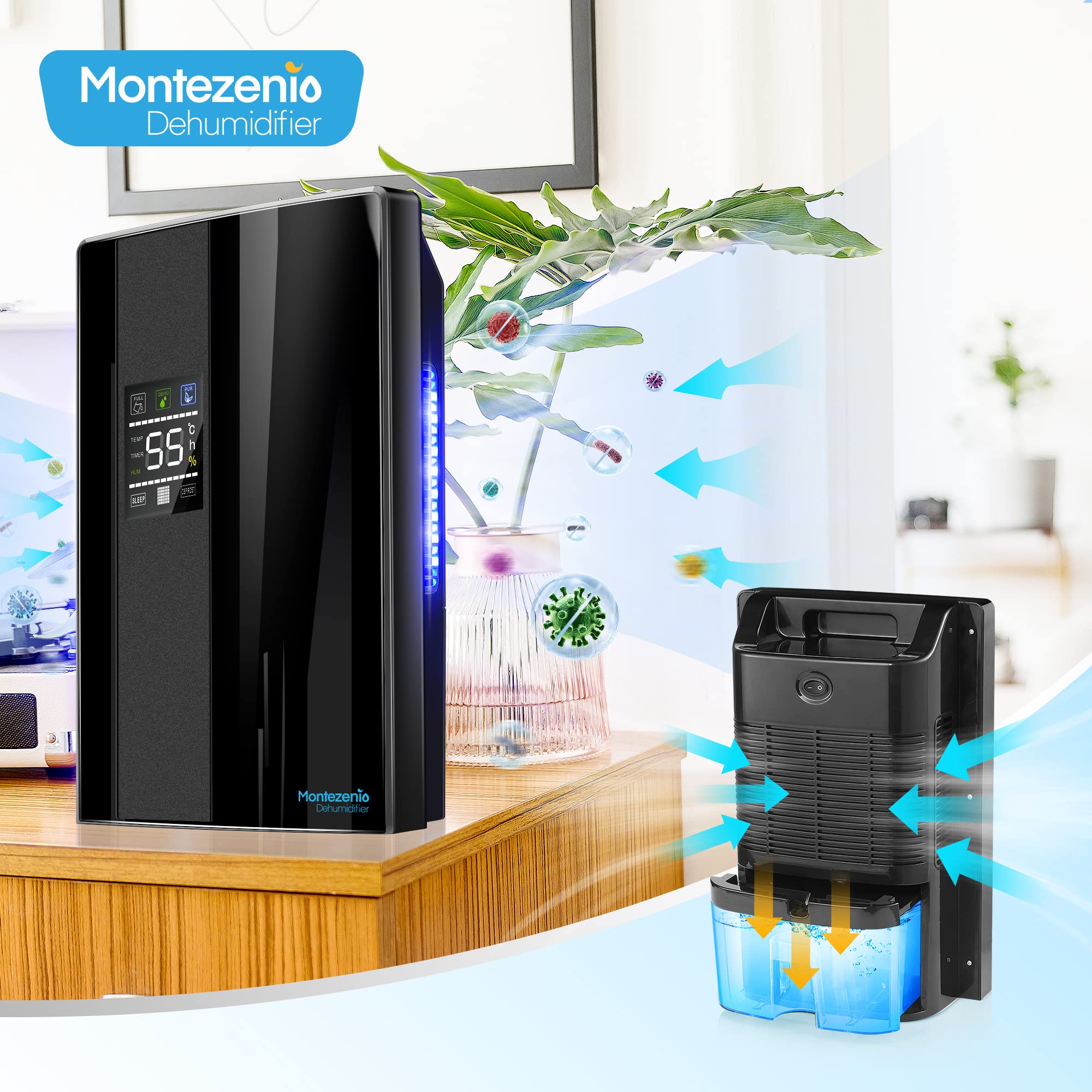 Efficient Dehumidifiers for Home - 400 Sq. Ft Quiet Dehumidifier with ...