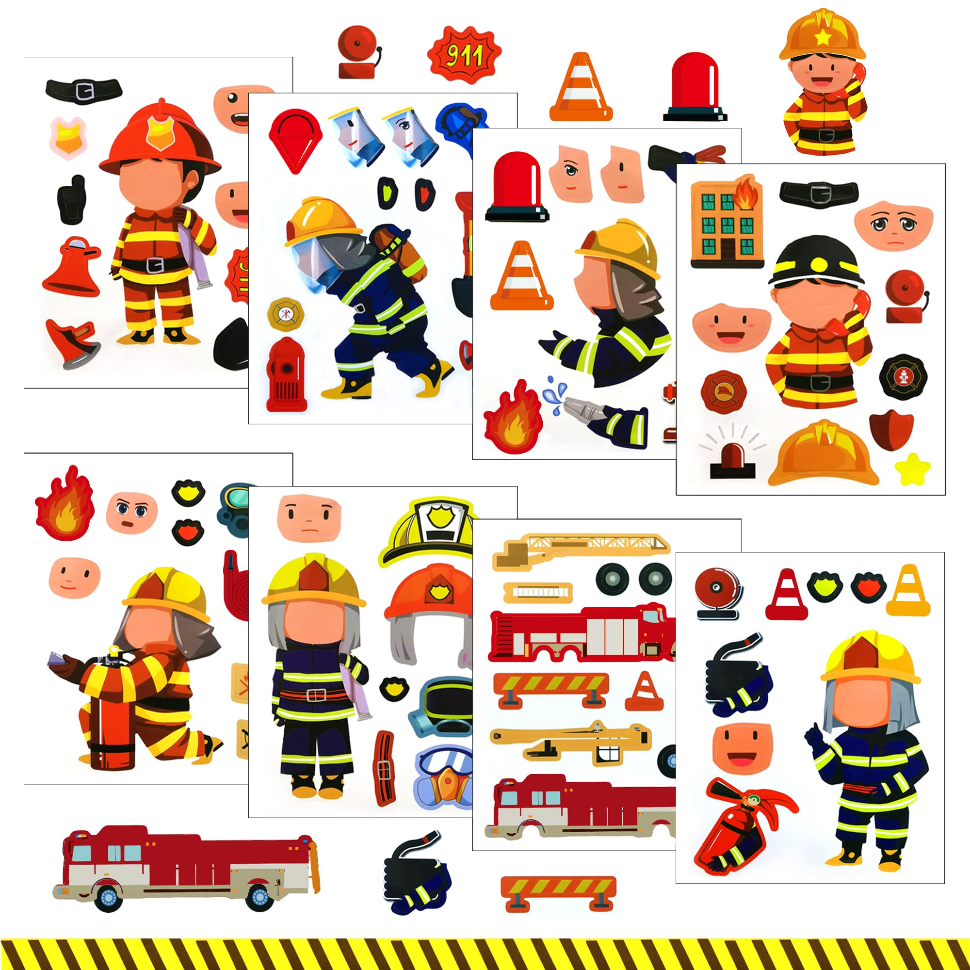 Buy 40PCS Firefighter Helmet Make a Face Stickers, Fire Truck Stickers ...