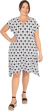 Ruby Rd. Womens Plus-Size Geo Puff Print Dress Black Multi Size 2X at ...