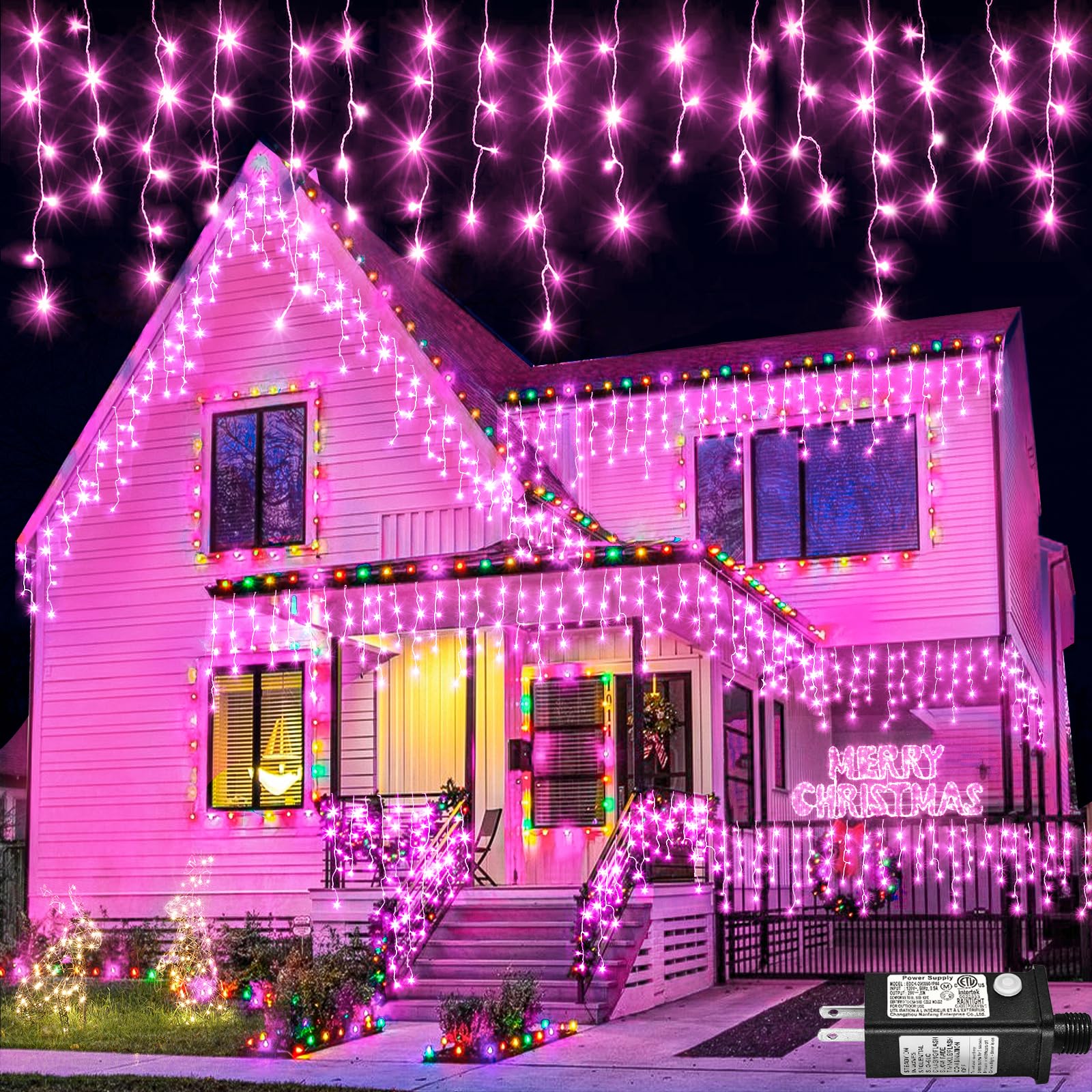 Pink Outdoor Christmas Lights 30M 300 LED Fairy Lights Carnival