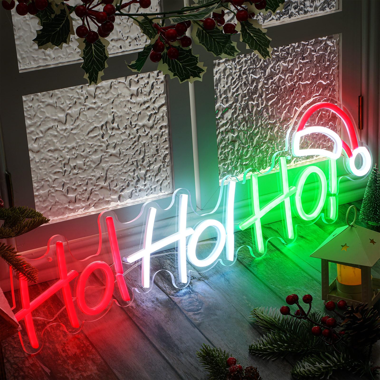 Glooglitter Large Christmas Neon Sign Hohoho Neon Sign LED Merry ...