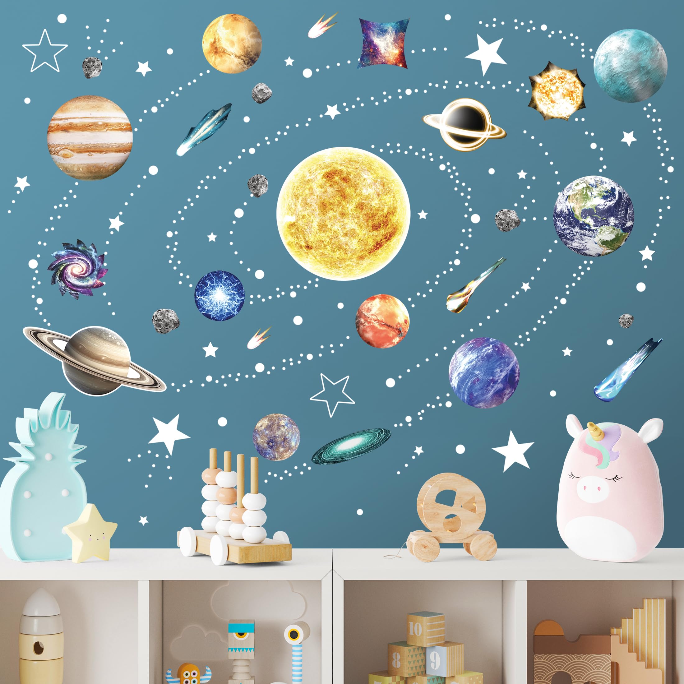 Solar System Ceiling Stickers Glow In Dark Stars And Planets, Bright