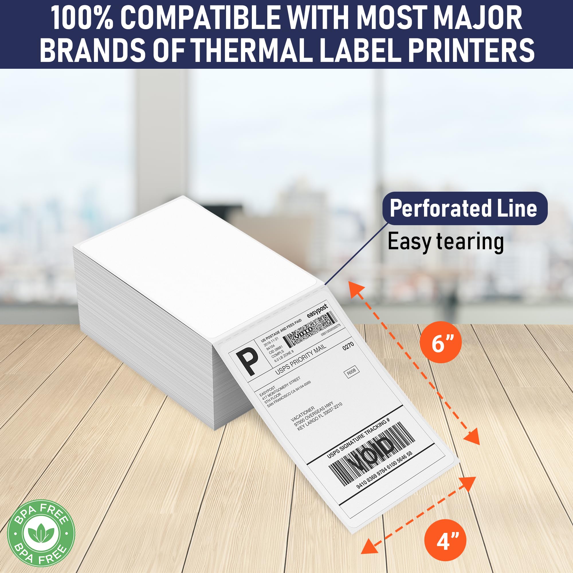 Snapklik.com : Thermal Shipping Labels 4x6, 500 Fan-Fold Perforated ...