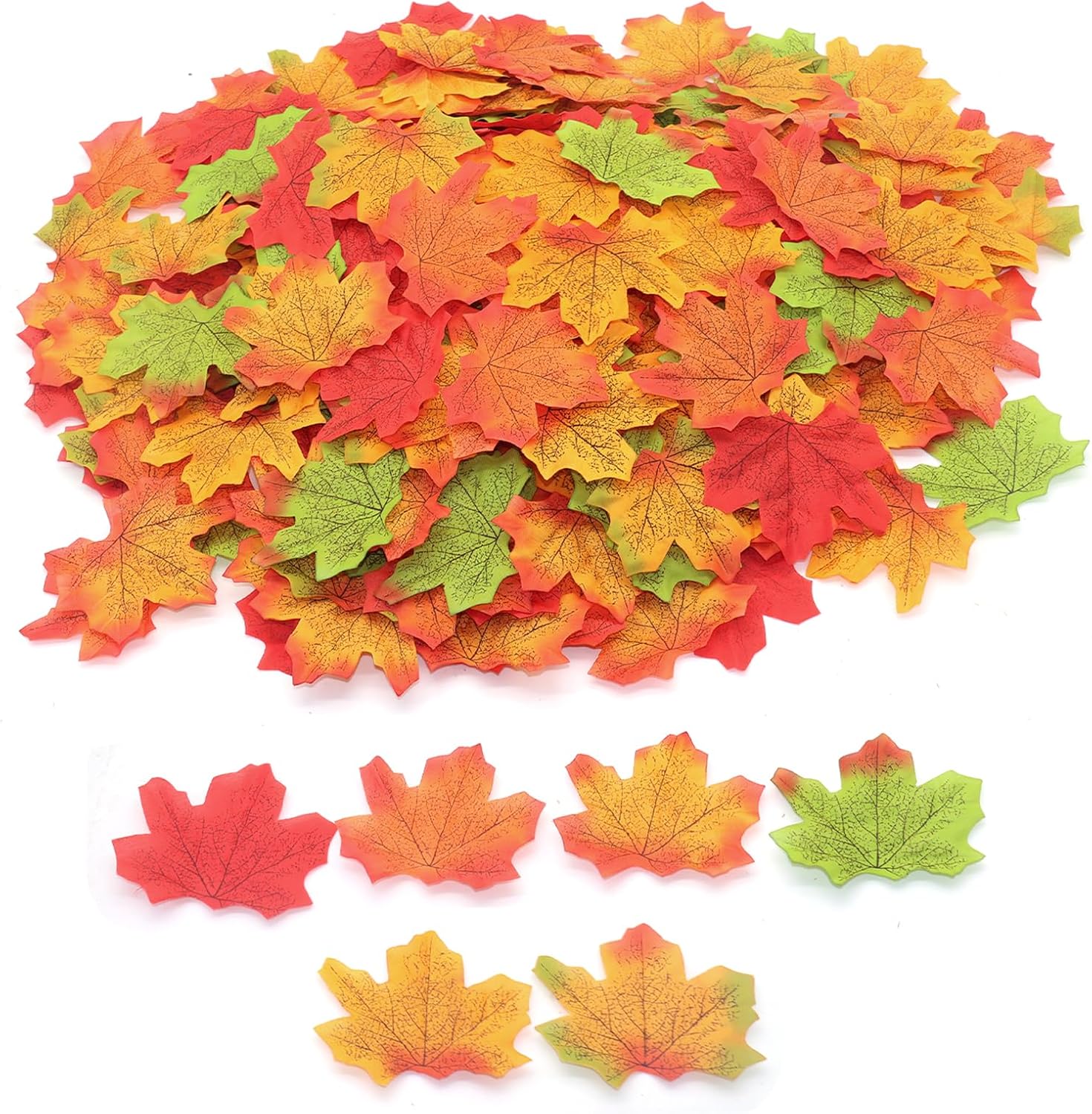 Artificial Autumn Leaves, 300 Pcs Fake Autumn Maple Leaves 6 Colors ...
