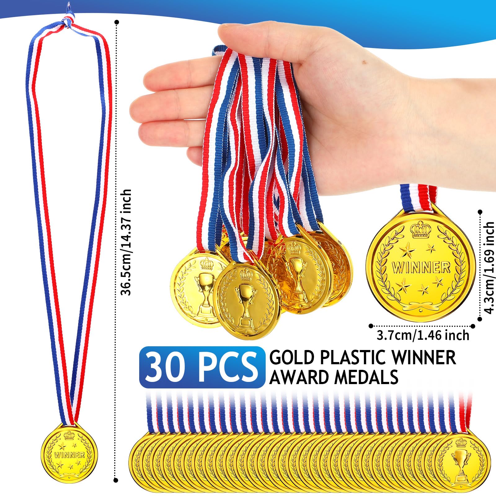 Snapklik.com : Gejoy 30 Pcs Gold Plastic Winner Award Medals, Winner ...