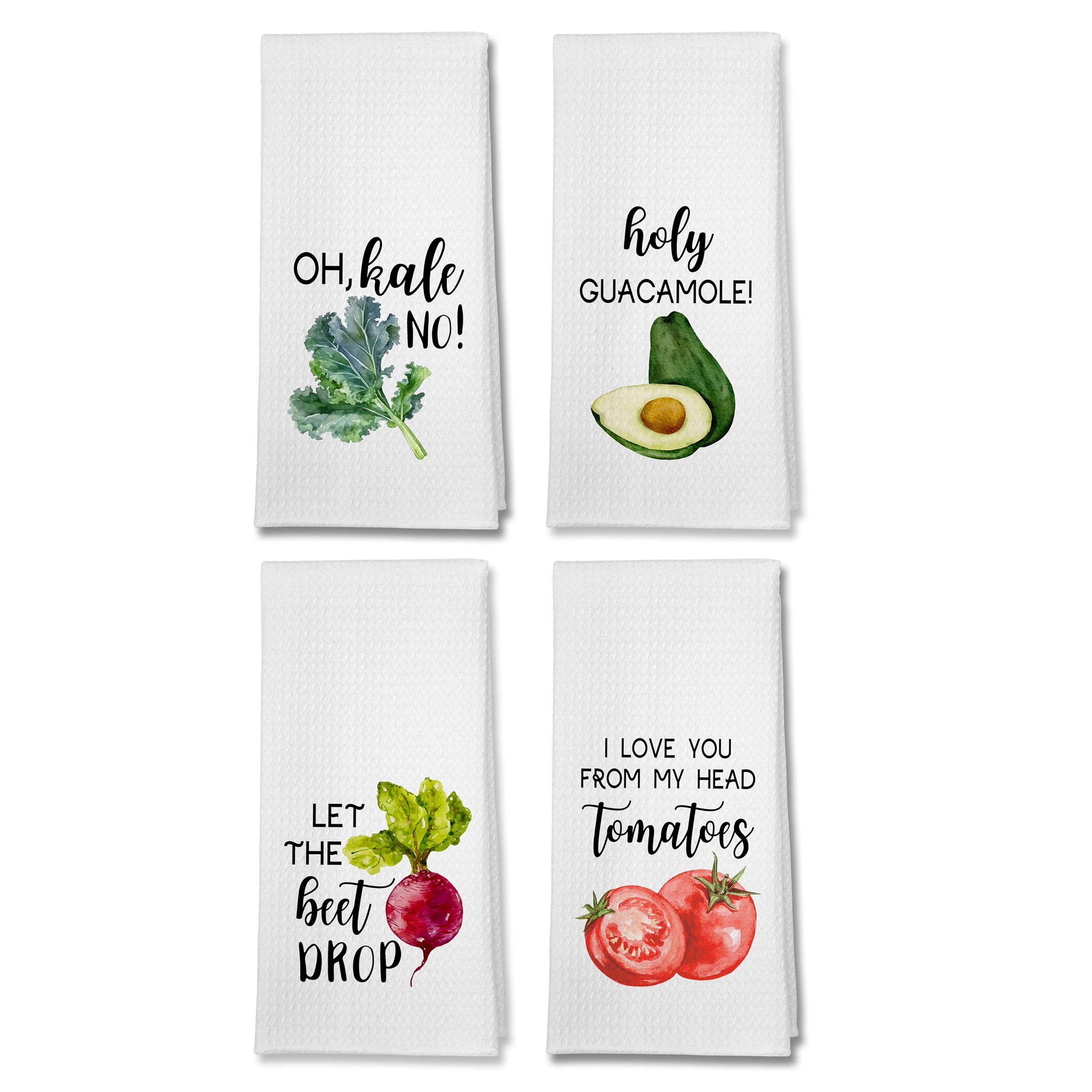Amazon.com: Buildinest Funny Foodie Kitchen Towels, Set of 4 Vegetables ...