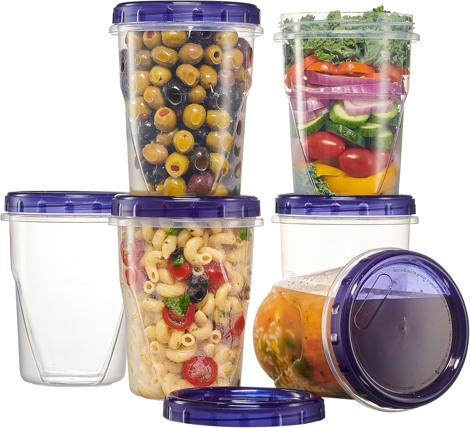 Amazon.com: PLASTICPRO 6 Pack Twist Cap Food Storage Containers with ...