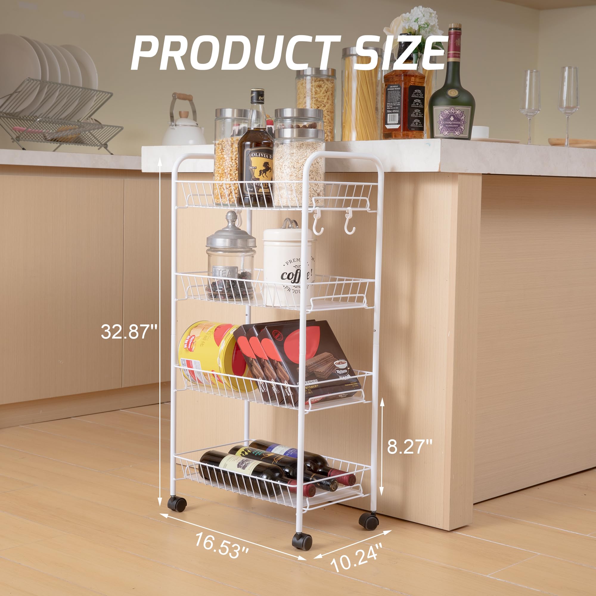 Snapklik.com : PLKOW 4-Tier Metal Rolling Utility Cart, Multi ...