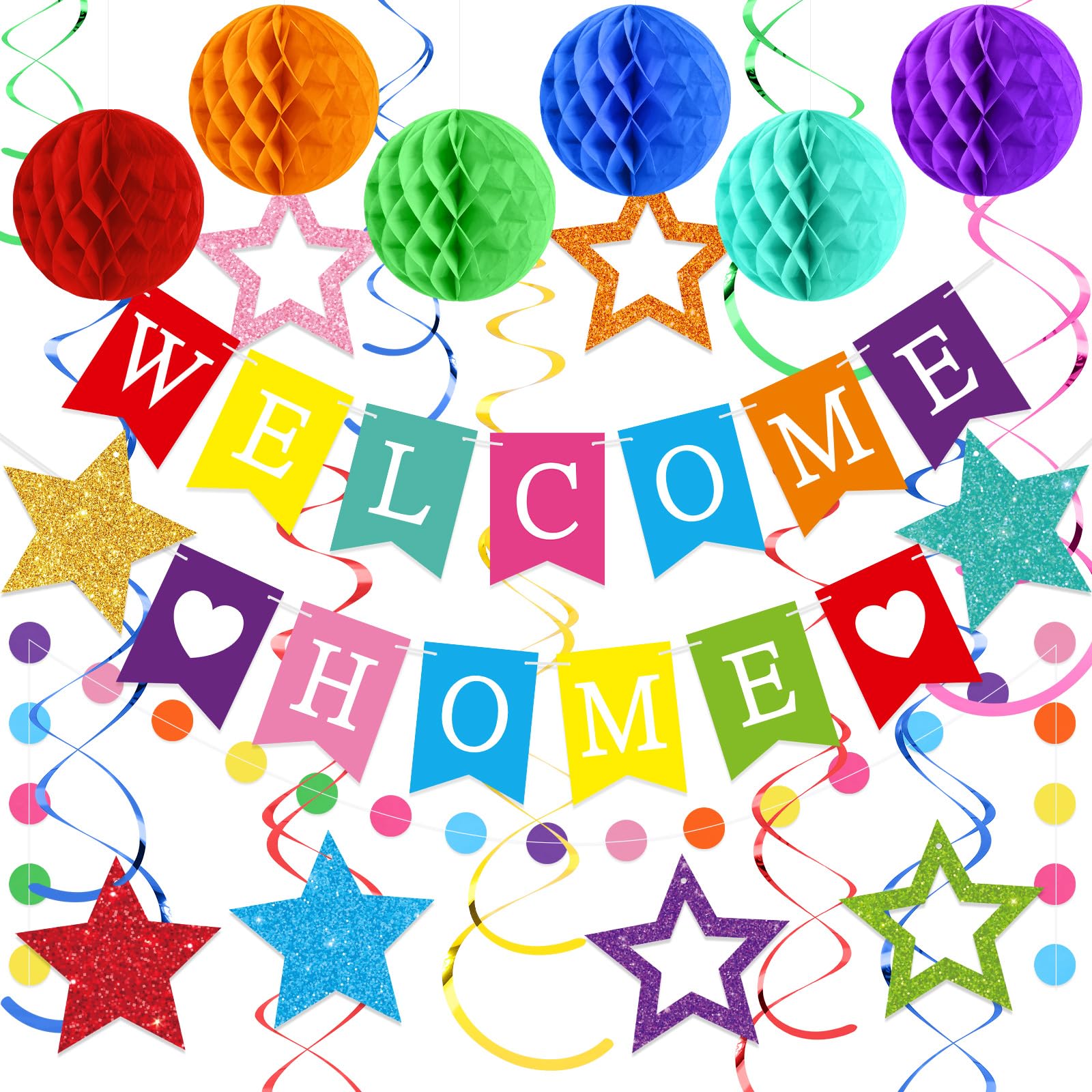 Amazon.com: Arrowbash Welcome Home Decorations Welcome Home Banner with ...