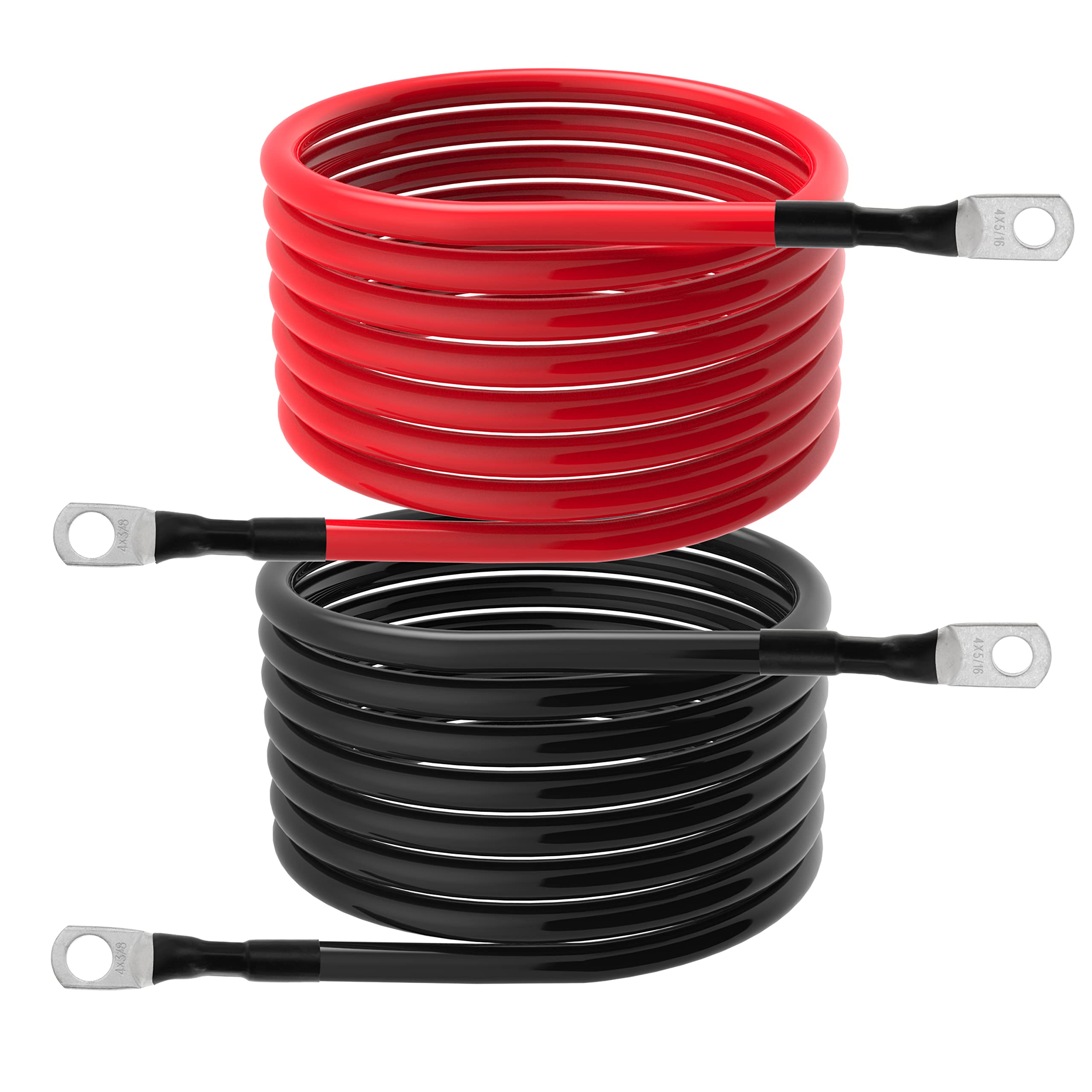 5 AWG Battery Cables 5 Gauge Power Inverter Cables with 3/8 Inch and 5/ ...