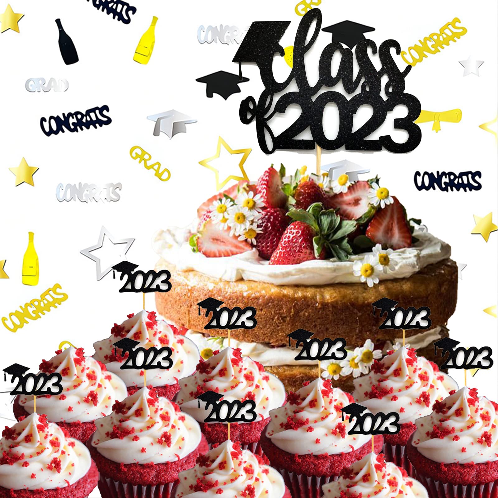 Buy Graduation Cake Toppers 2023-11Pcs Graduation Cake Decoration ...