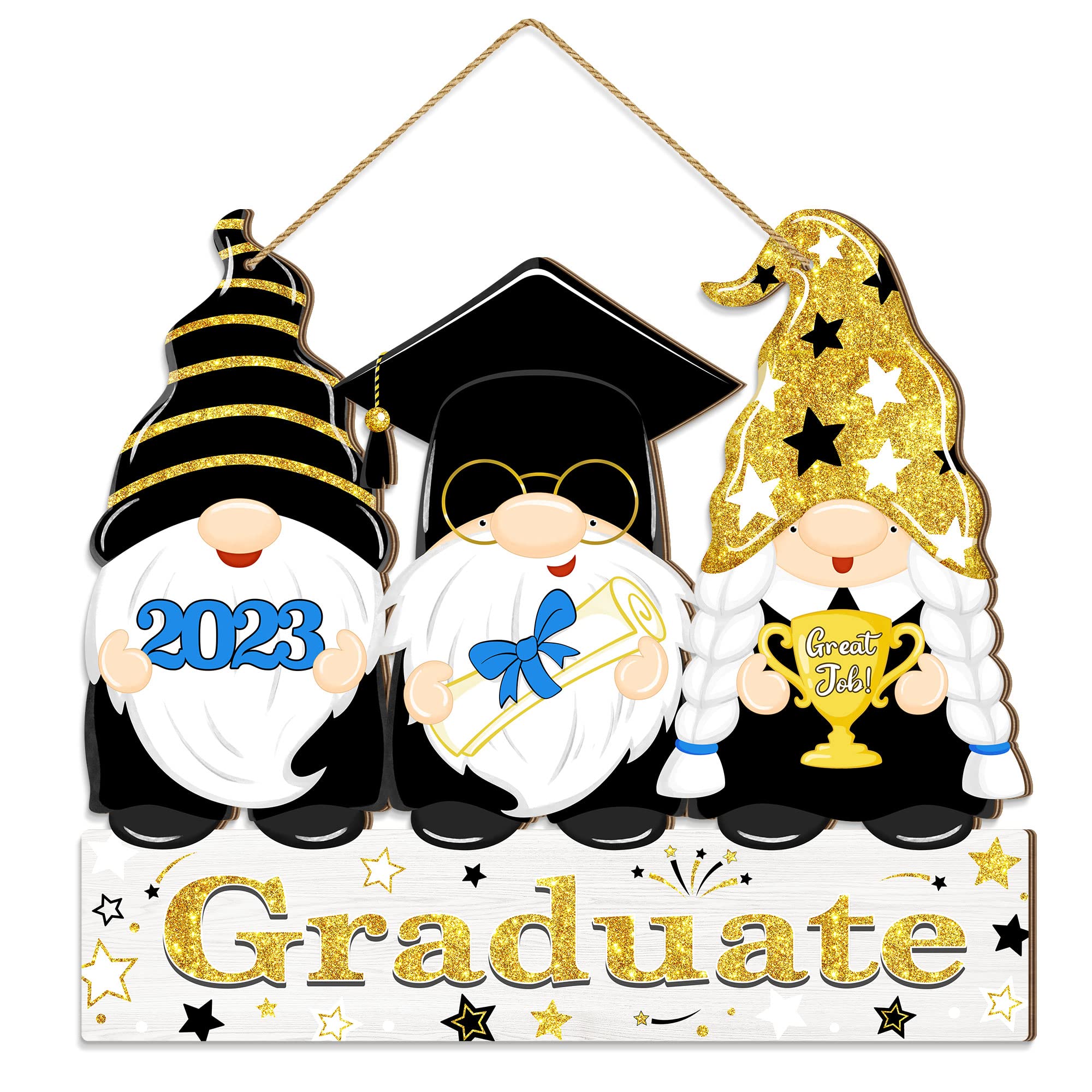 Amazon.com: 2023 Graduation Decorations Gnomes Wooden Door Sign, Class ...