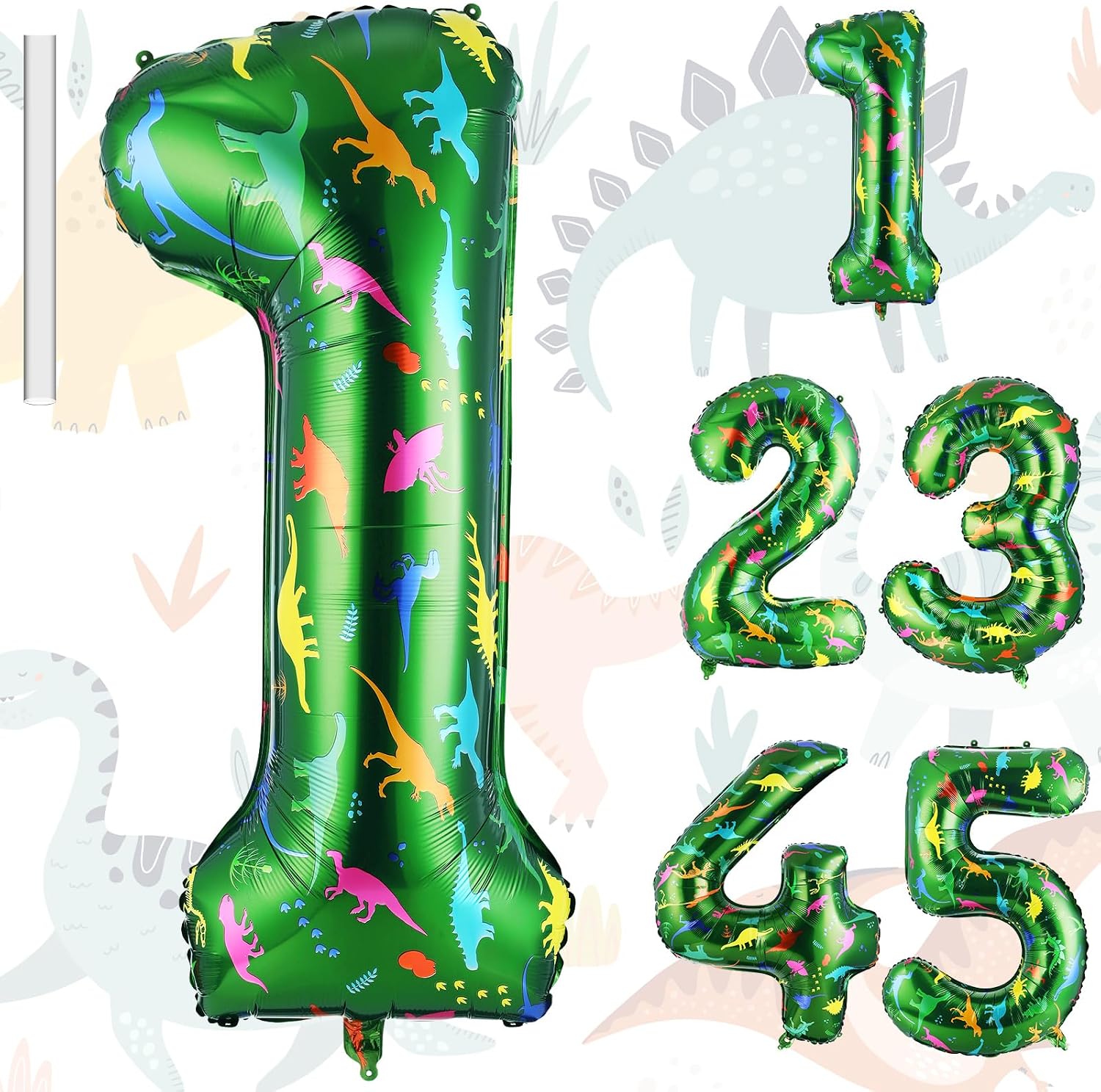 Amazon.com: Lunmon 40 Inch Dinosaur Number Large Balloon Large Green ...